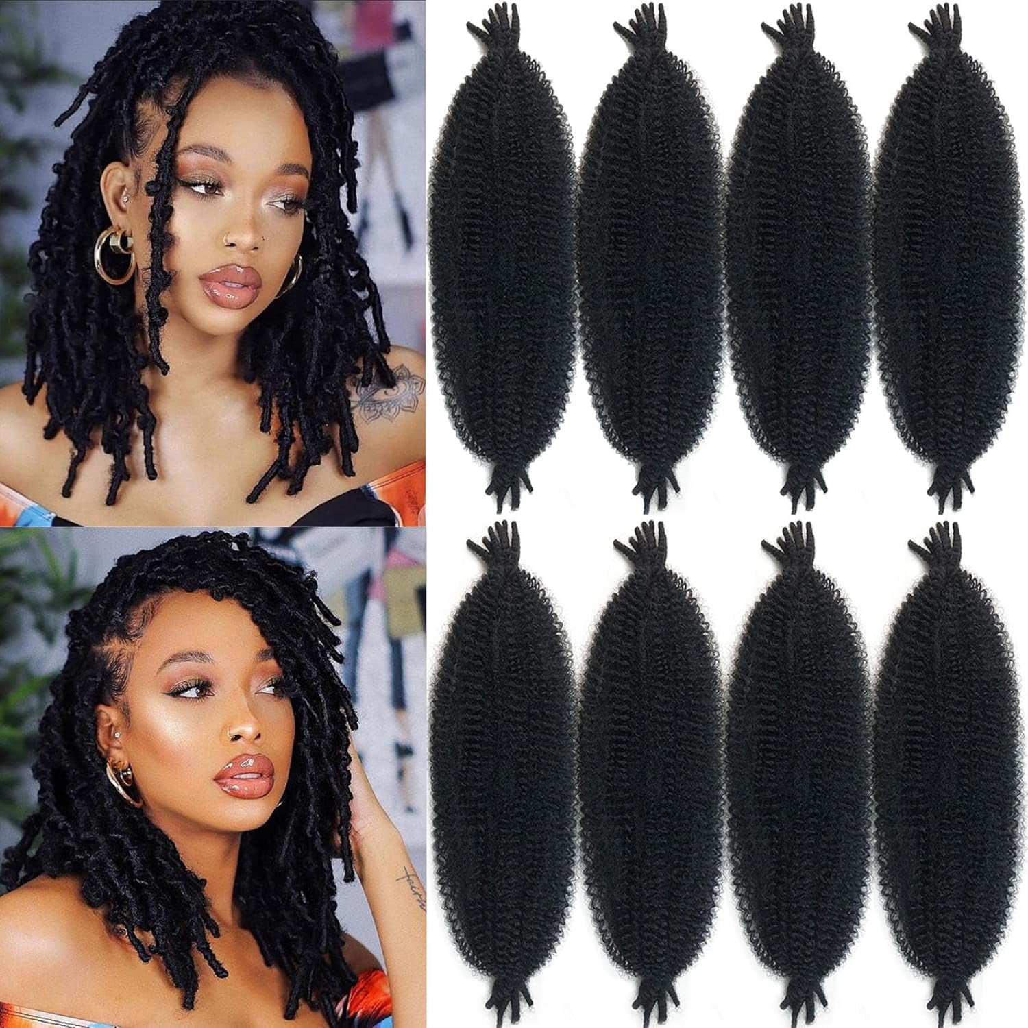 UKLL-Afro Twist Hair 18 Inch Pre Fluffed Marley Twist Kinky Braiding ...