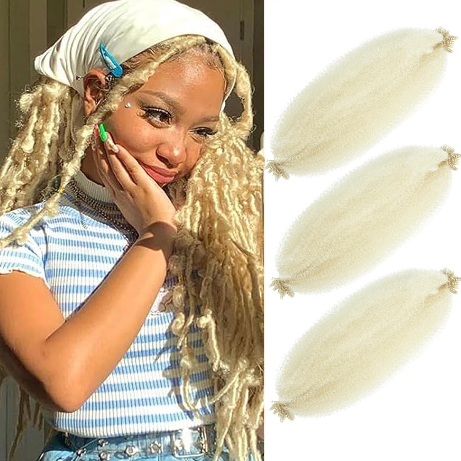 UKLL-Afro Twist Hair 8 Inch 3 Packs, Springy Afro Twist Hair Pre ...