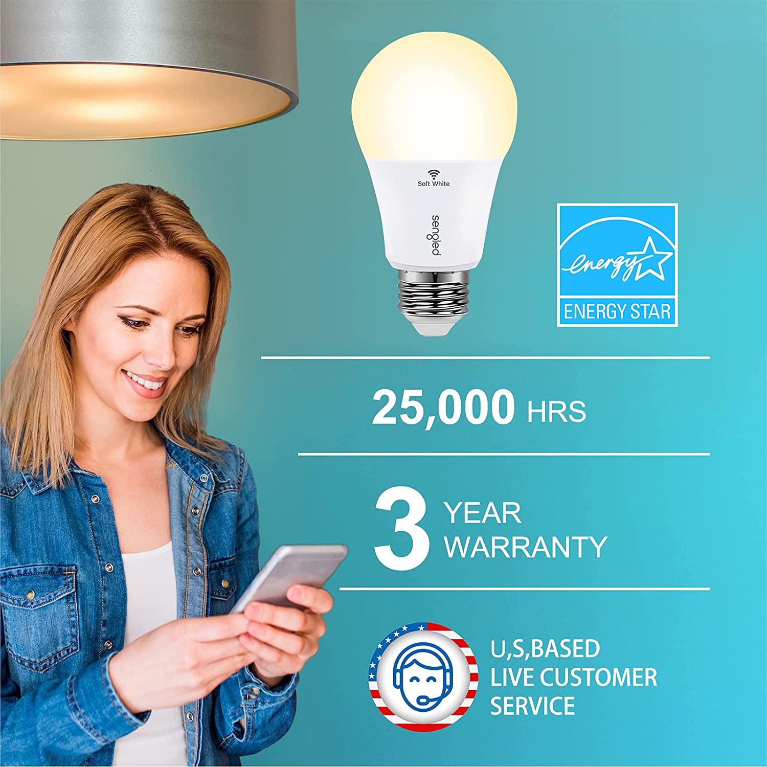 UKLL-Alexa Light Bulb, WiFi Light Bulbs No Hub Required, Smart Bulbs ...