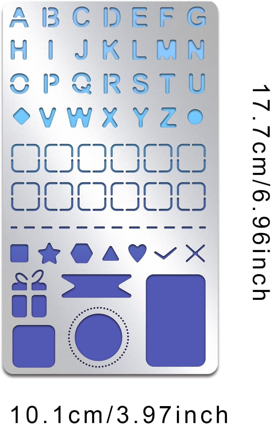 UKLL-Alphabet Metal Stencils Letter Dot Journal Stencil Planner ...
