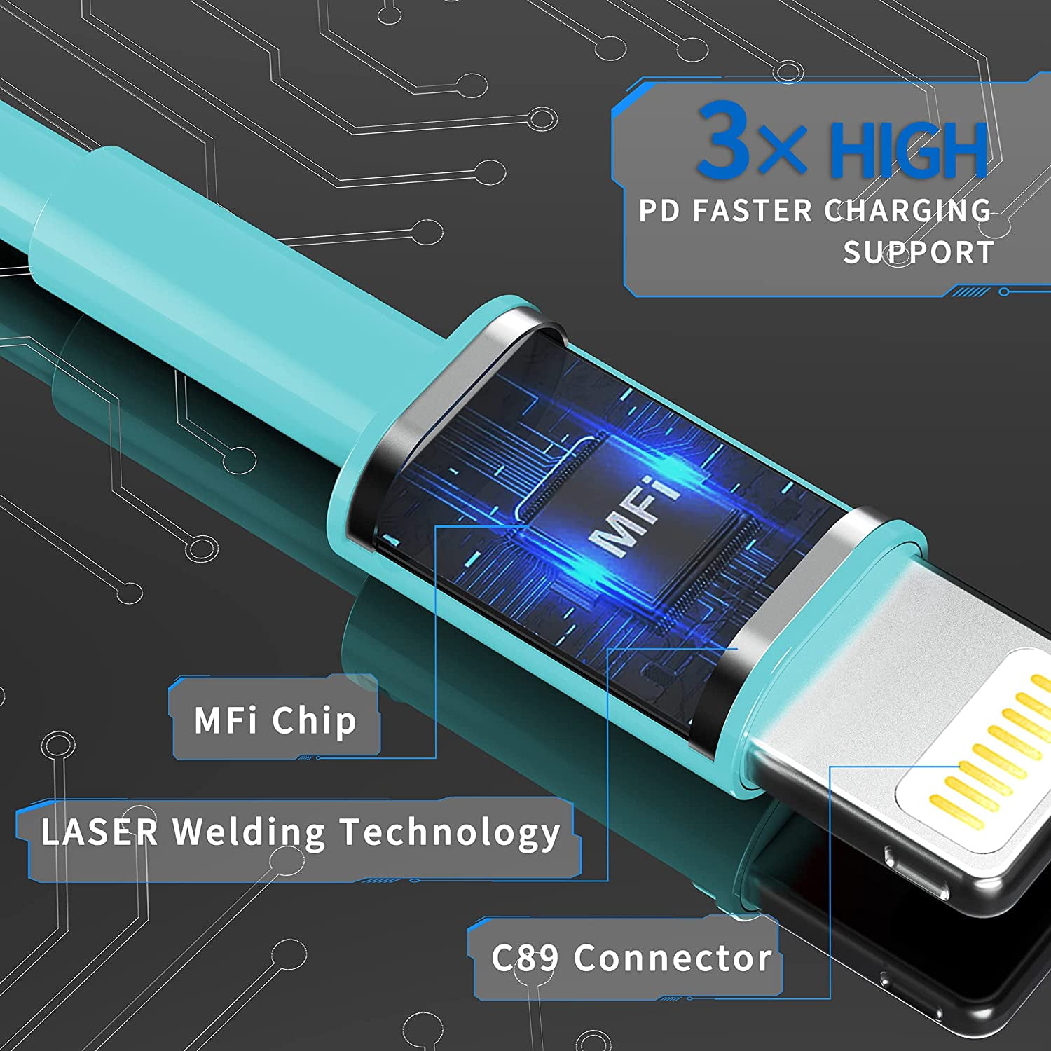 UKLL-Apple MFi Certified 2Pack 3ft Fast Lightning Cable for Long iPhone ...