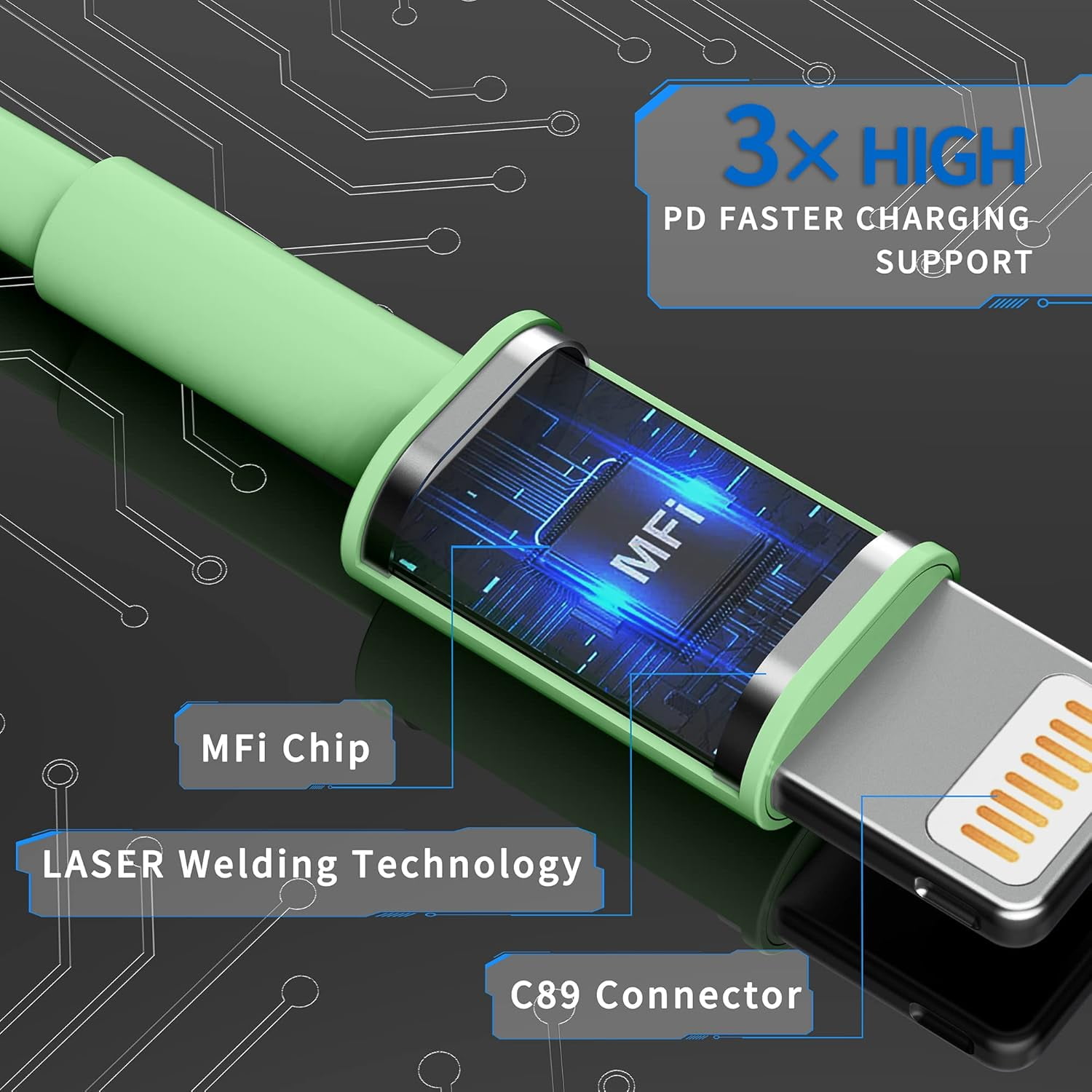 UKLL-Apple MFi Certified 2Pack 6ft Fast Lightning Charger Cable - Long ...