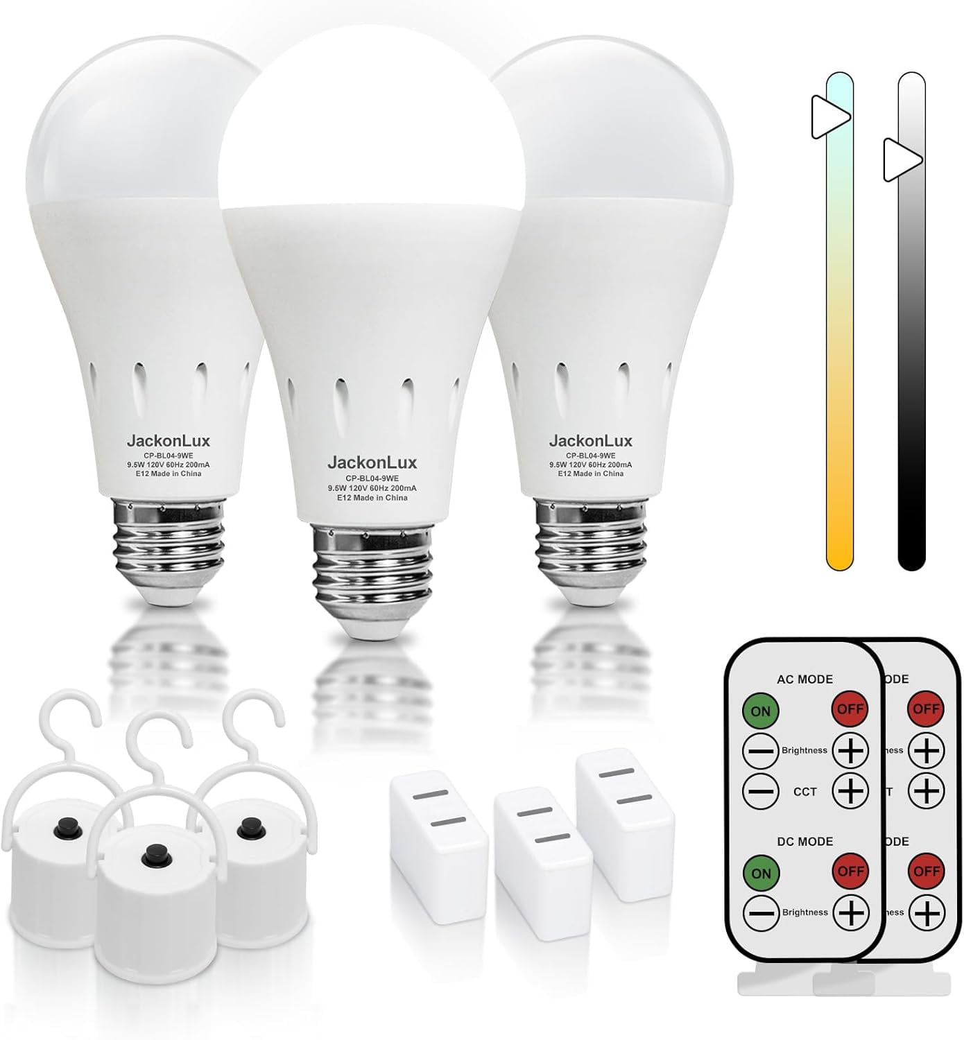 UKLL-Battery Light Bulbs for Lamps with Remote Control E26 Emergency ...