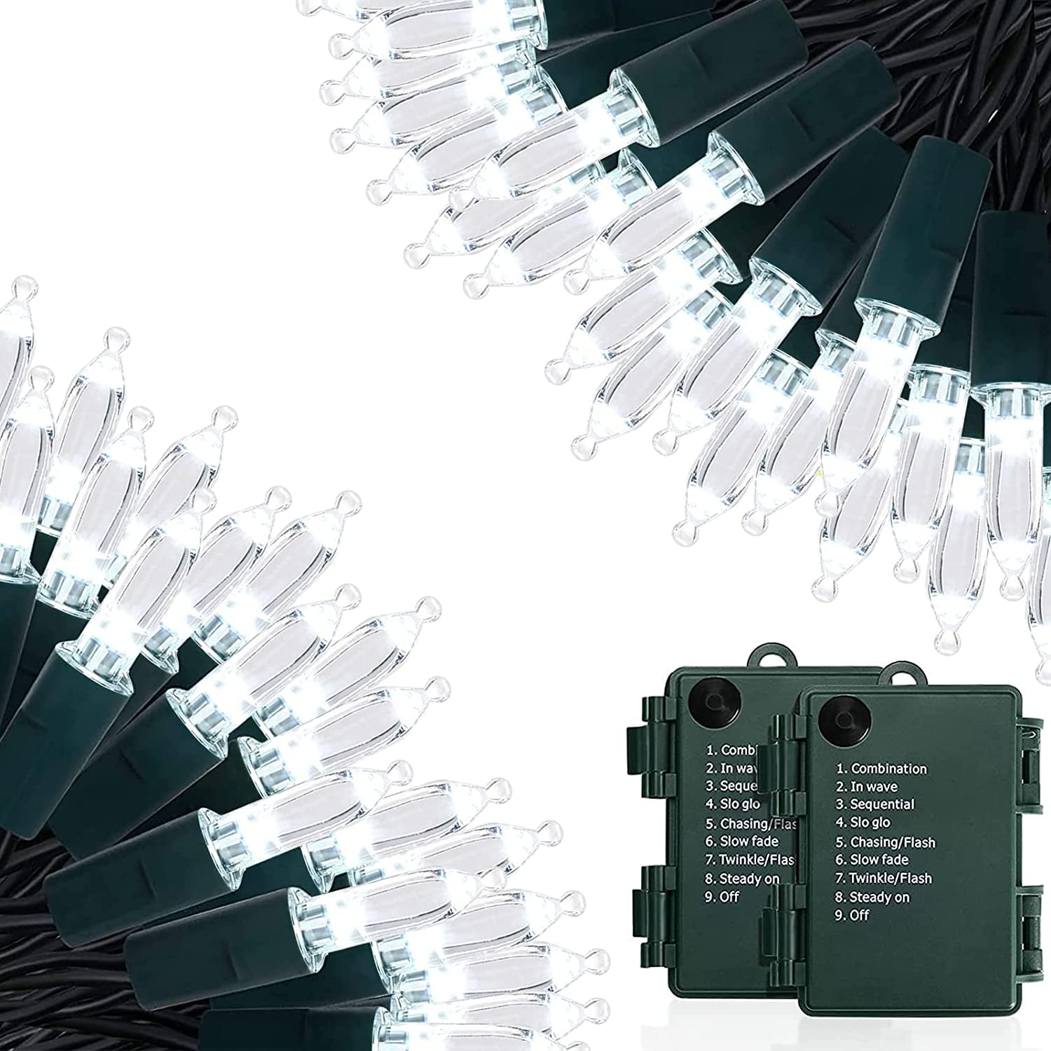 UKLL-Battery Operated Christmas Lights 2 Pack, 17ft 50 LED Mini String ...