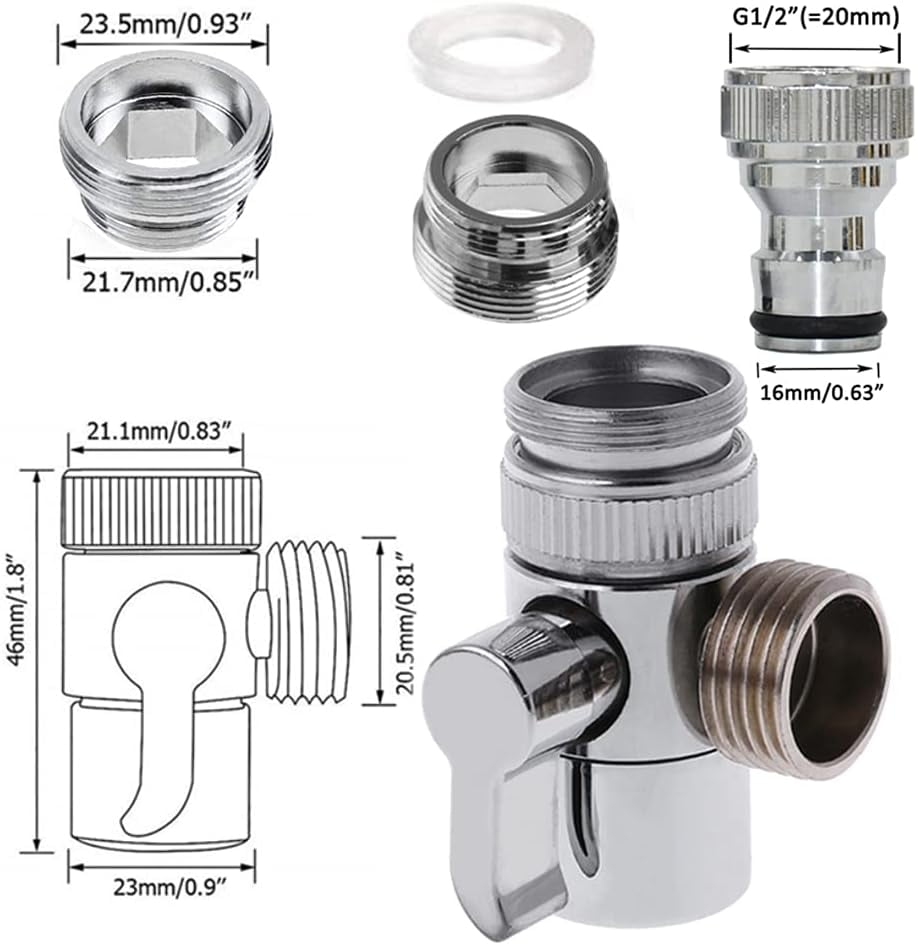 UKLL-Brass Faucet Diverter Valve Adapter, Swich Faucet Adapter Aerator ...