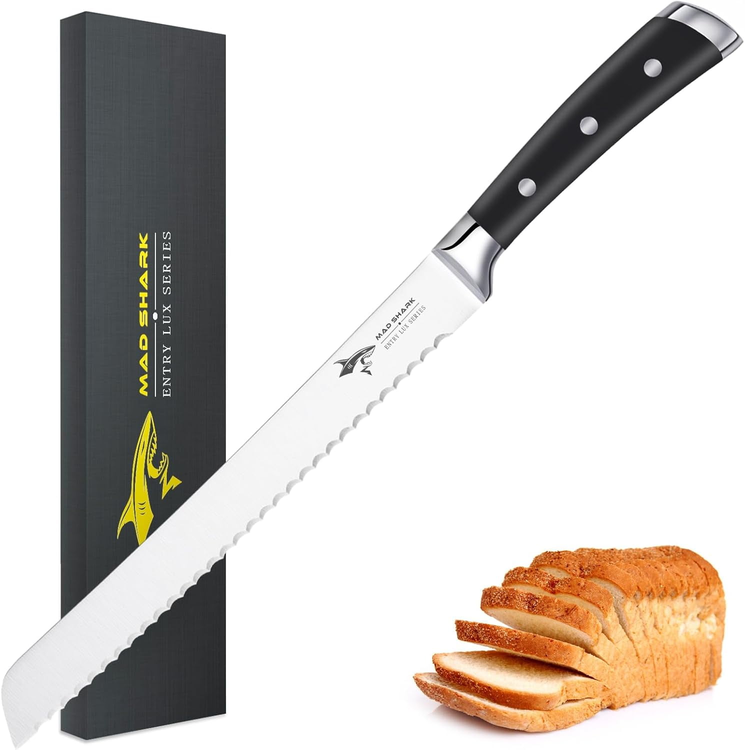 UKLL-Bread Knife 10 Inch Pro Serrated Bread Cutter, German High Carbon ...