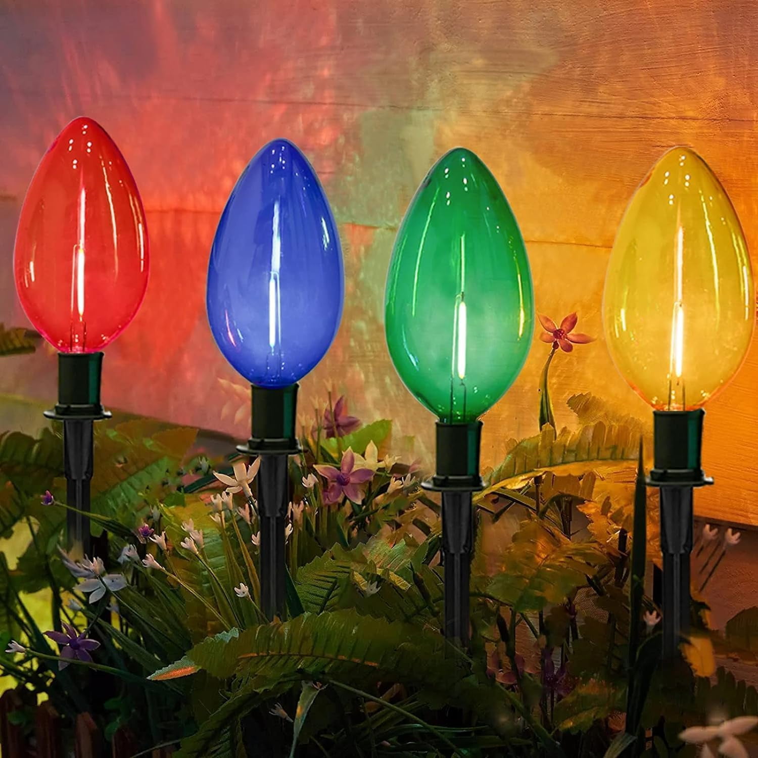 UKLL-C9 Christmas Multicolor Pathway Lights, 7Ft Outdoor Christmas ...