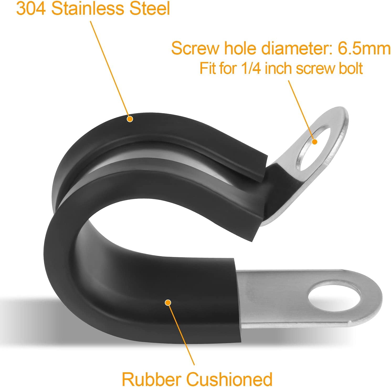 UKLL-Cable Clamp,20 Pack 3/16 Inch Stainless Steel Pipe Clamp,Rubber ...