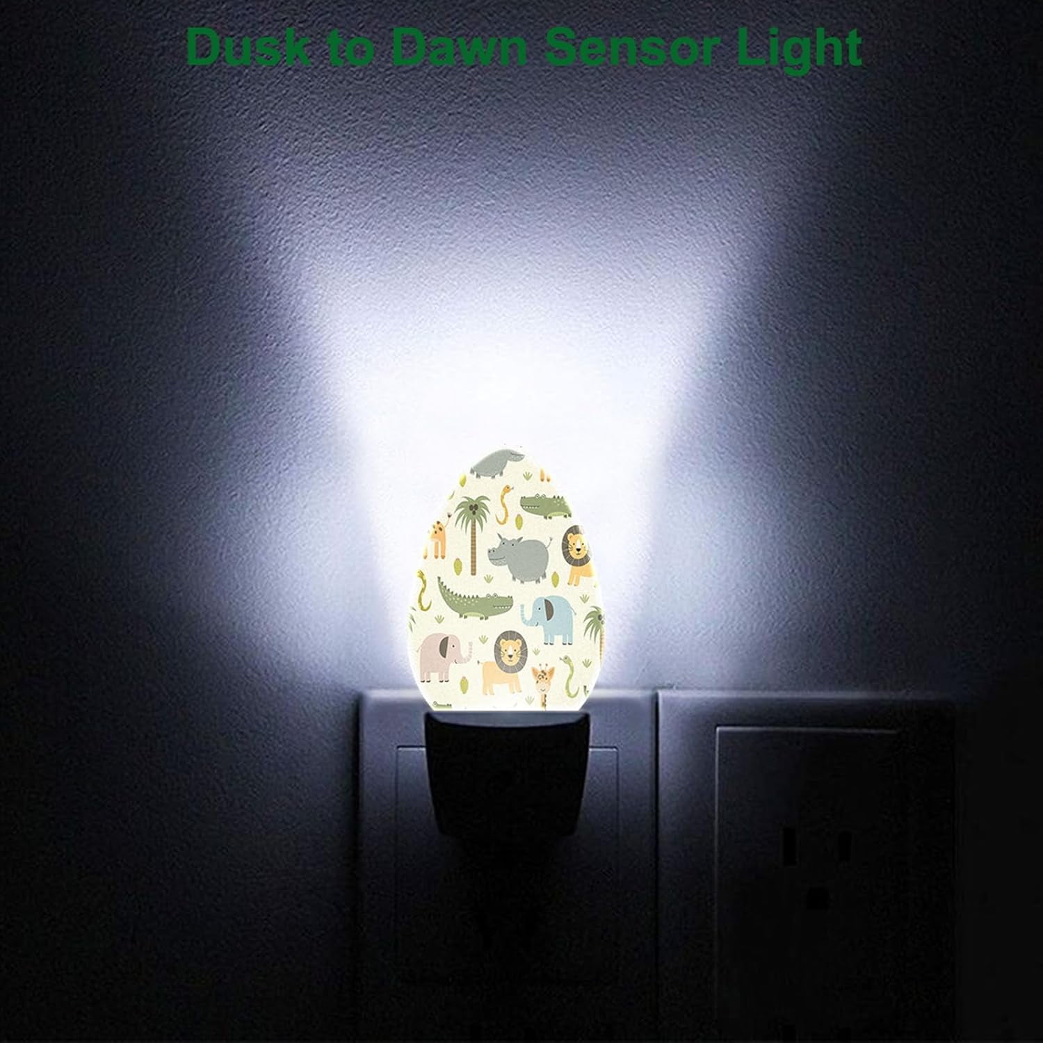 UKLL-Cartoon Safari Animals Night Light Cute Hippo Crocodile Lion ...