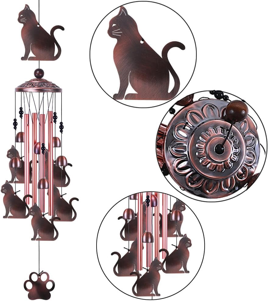 UKLL-Cats Wind Chimes Outdoor/Indoor Decor - 36 Inch Metal Musical Wind ...