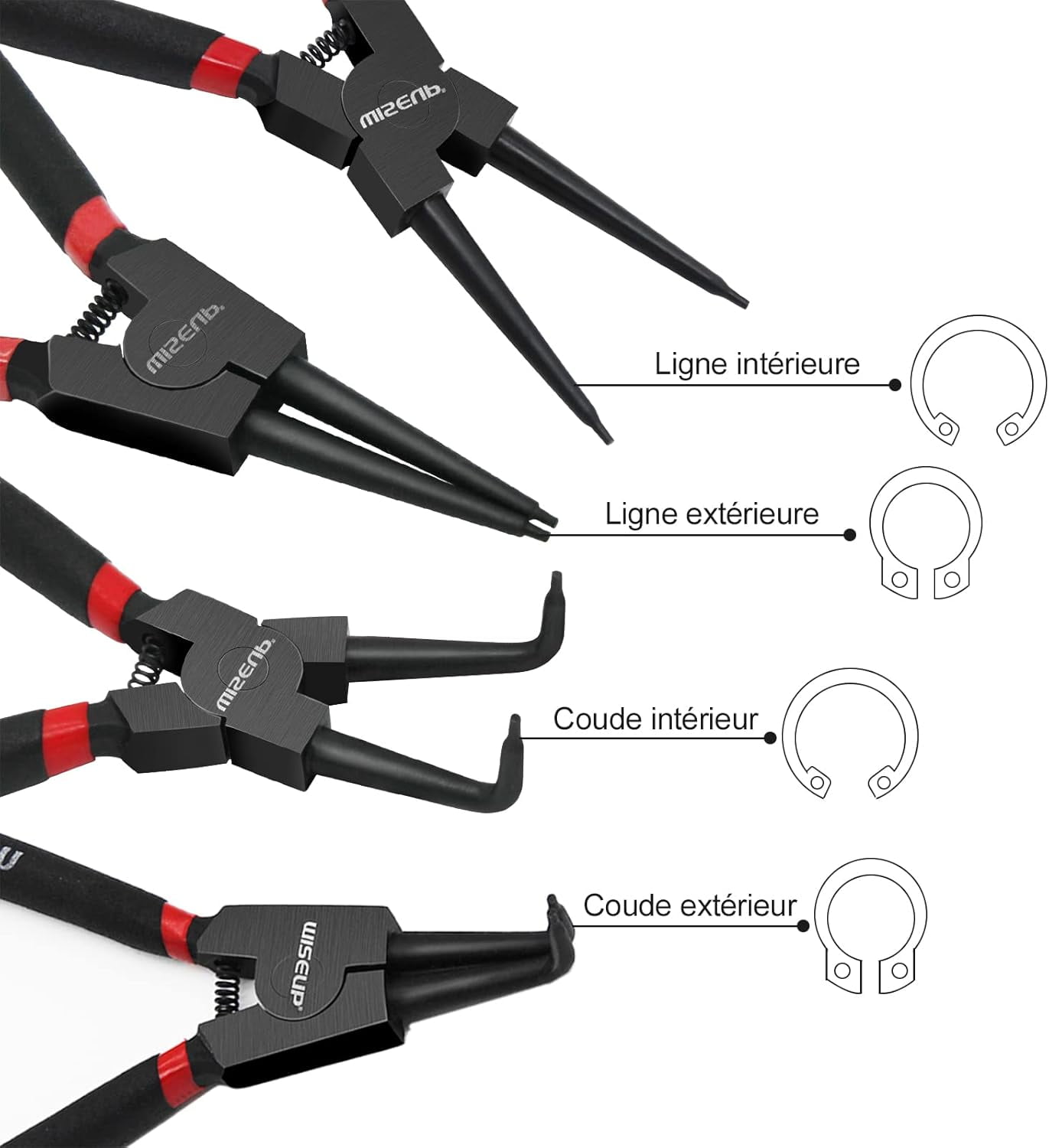 UKLL-Circlip Pliers 7 inch, Straight Internal Tips (Tip Diameter 1/20 ...