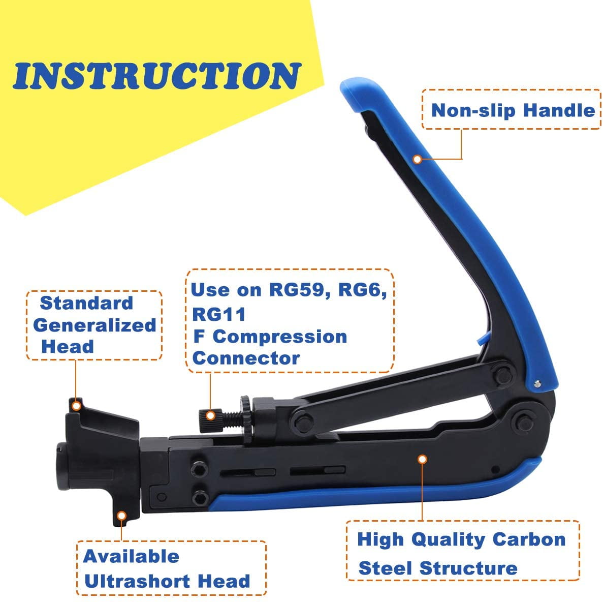 UKLL-Coaxial Cable Crimper Kit Coax Compression Tool RG6 RG59 RG11 Cable Crimping Tool Connector ...