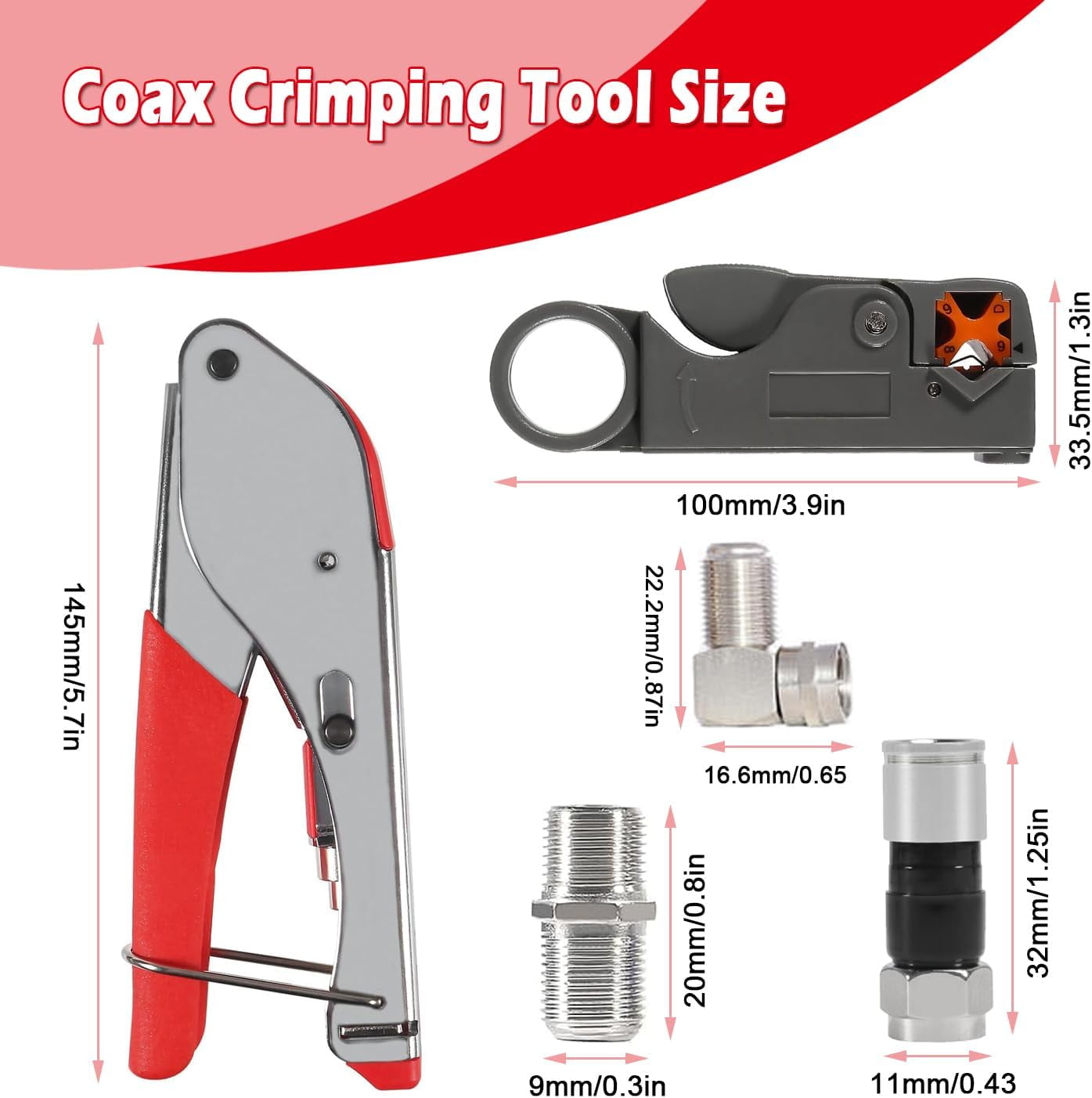 UKLL-Coaxial Cable Crimping Tool Kit Coax Cable Crimper Tool + 10PCS ...