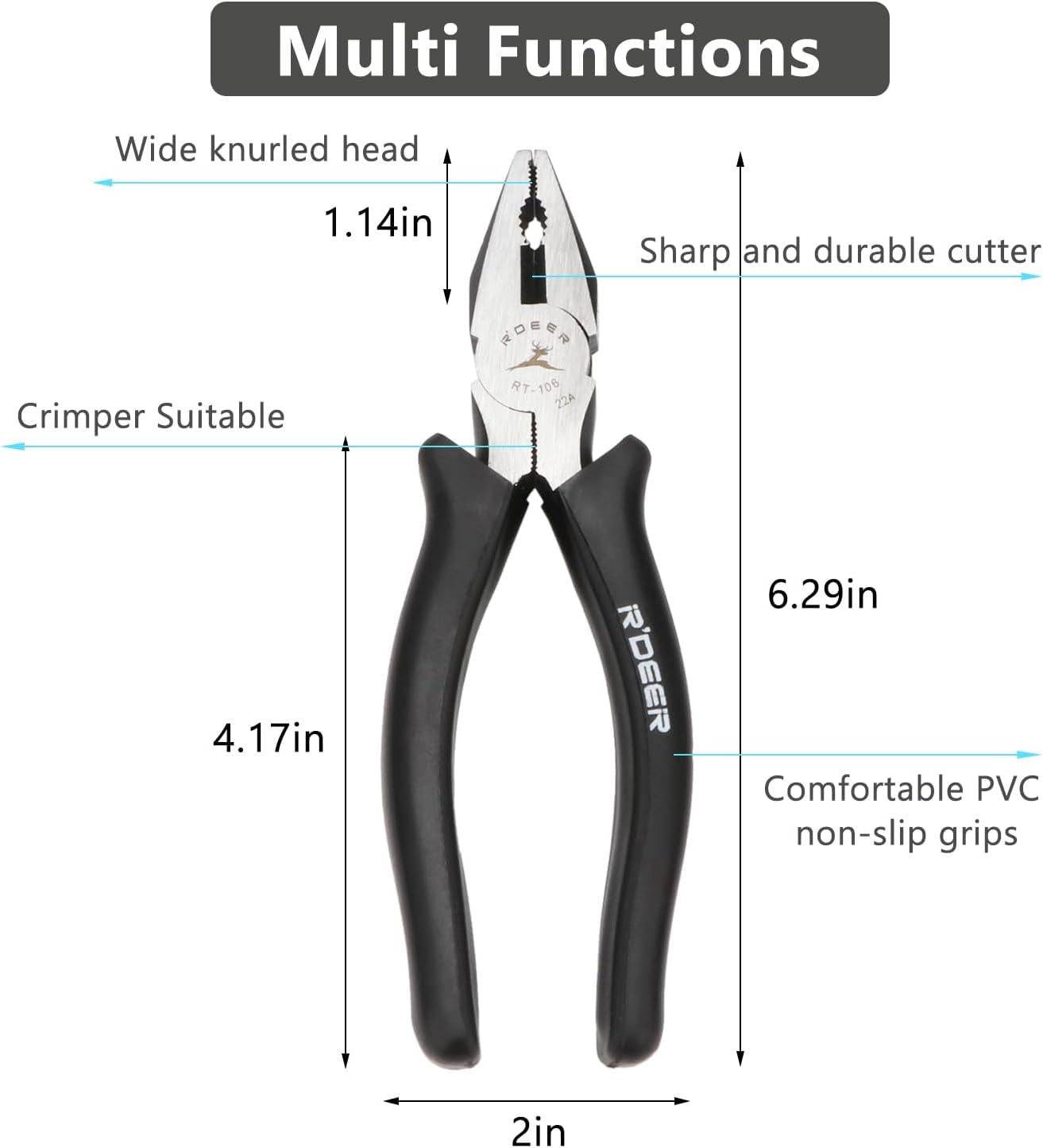 UKLL-Combination Pliers with Cutter 6" Linesman Screw Extractor Heavy ...
