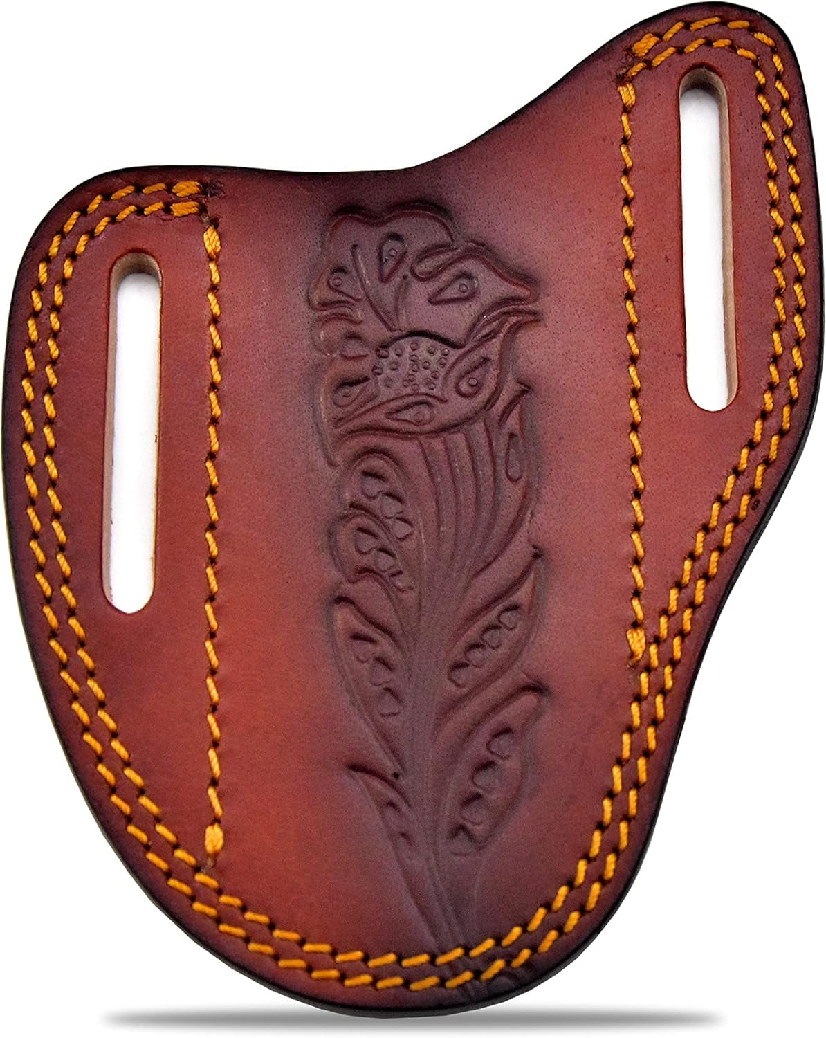 UKLL-Custom Leather Sheath Slanted Pancake Tooled Leather Sheath ...