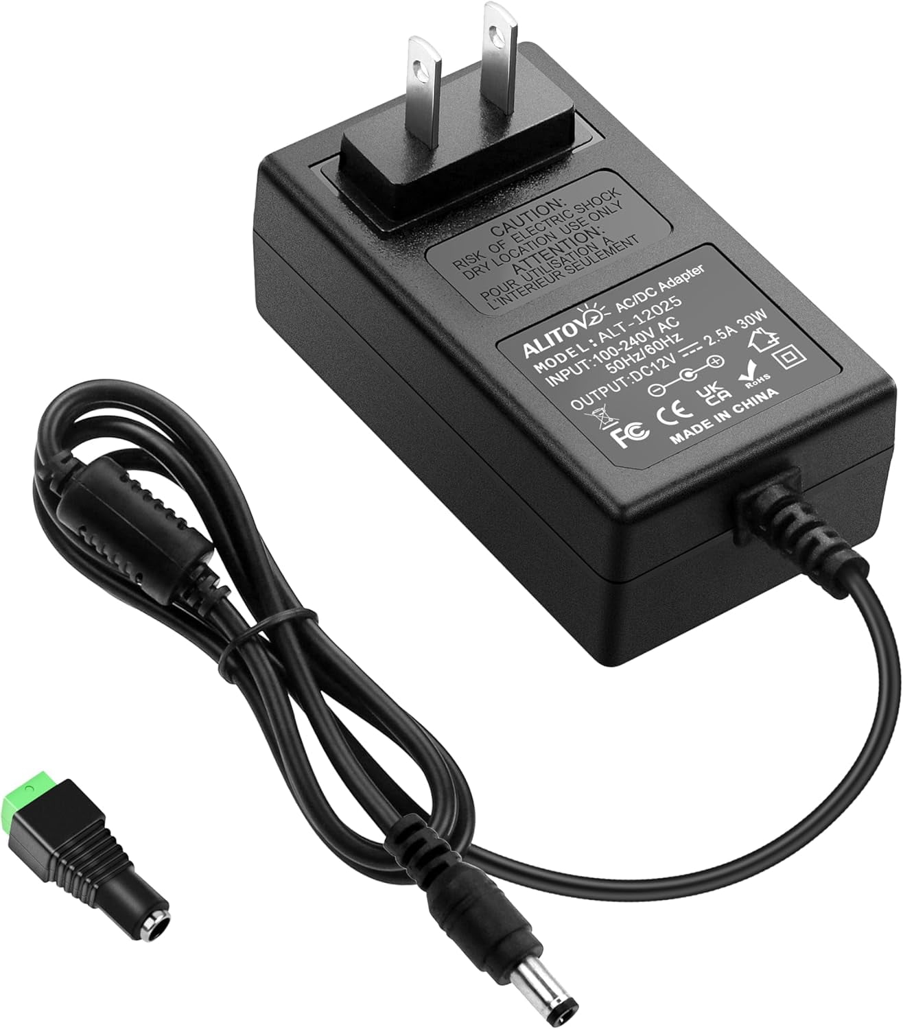 UKLL-DC 12V Power Supply 2.5A 30W Power Adapter 100~240V AC to DC 12 ...