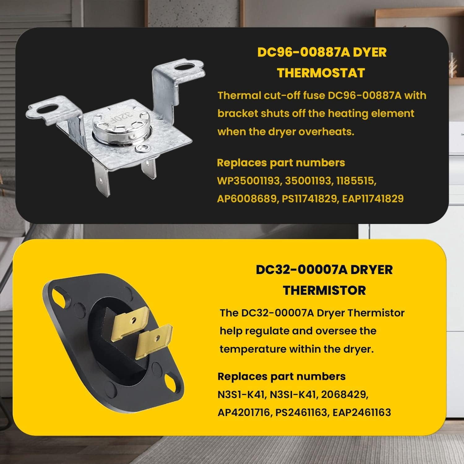 UKLL-DC47-00016A Thermal Fuse & DC96-00887A Thermostat & DC47-00018A ...