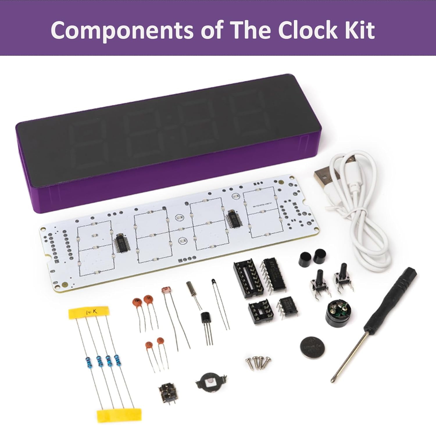 UKLL-DIY RGB Clock Soldering Kit, Colorful 4-Digit Digital Clock Kit ...