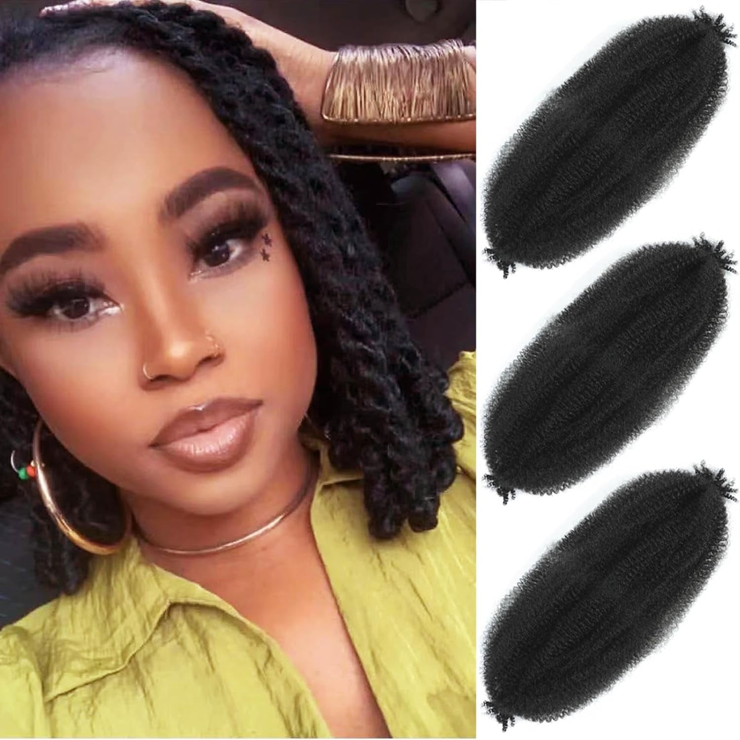 UKLL-Dark Brown Springy Afro Twist Hair Color 4 24 Inch 3 Packs Afro ...