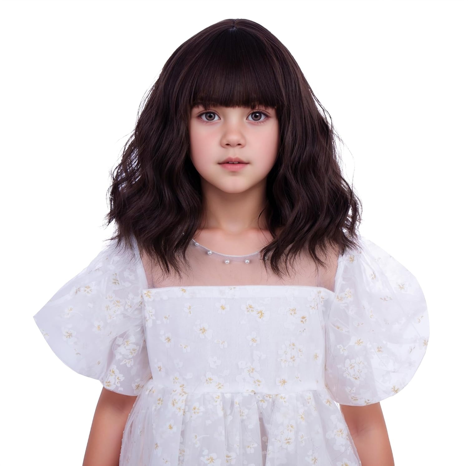 UKLL-Dark Brown Wig for Kids Girls Short Chocolate Brown Wavy Curly Wig ...