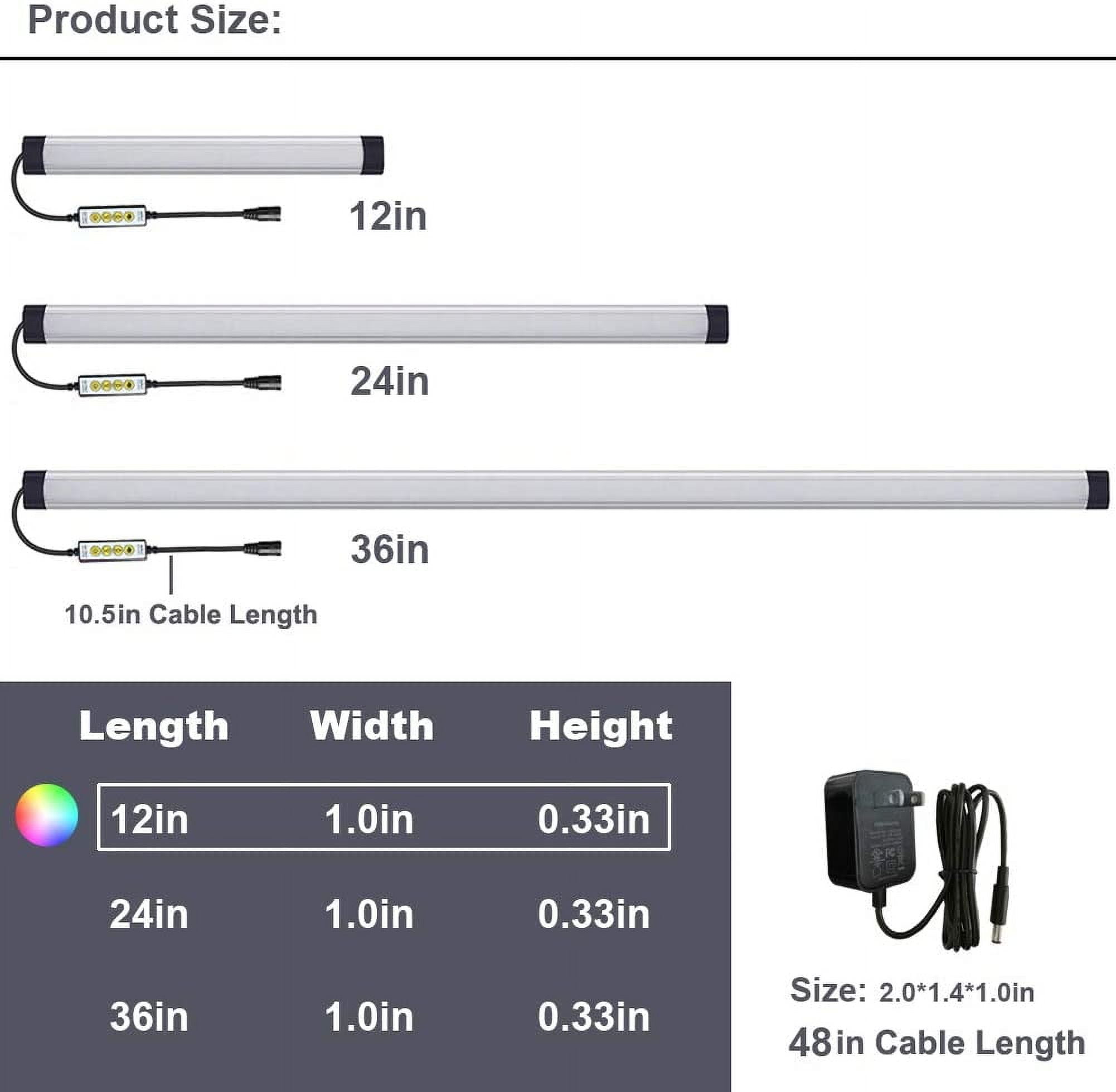 UKLL-Dimmable Under Cabinet Lighting, RGB LED Light Bar, Inline Control ...