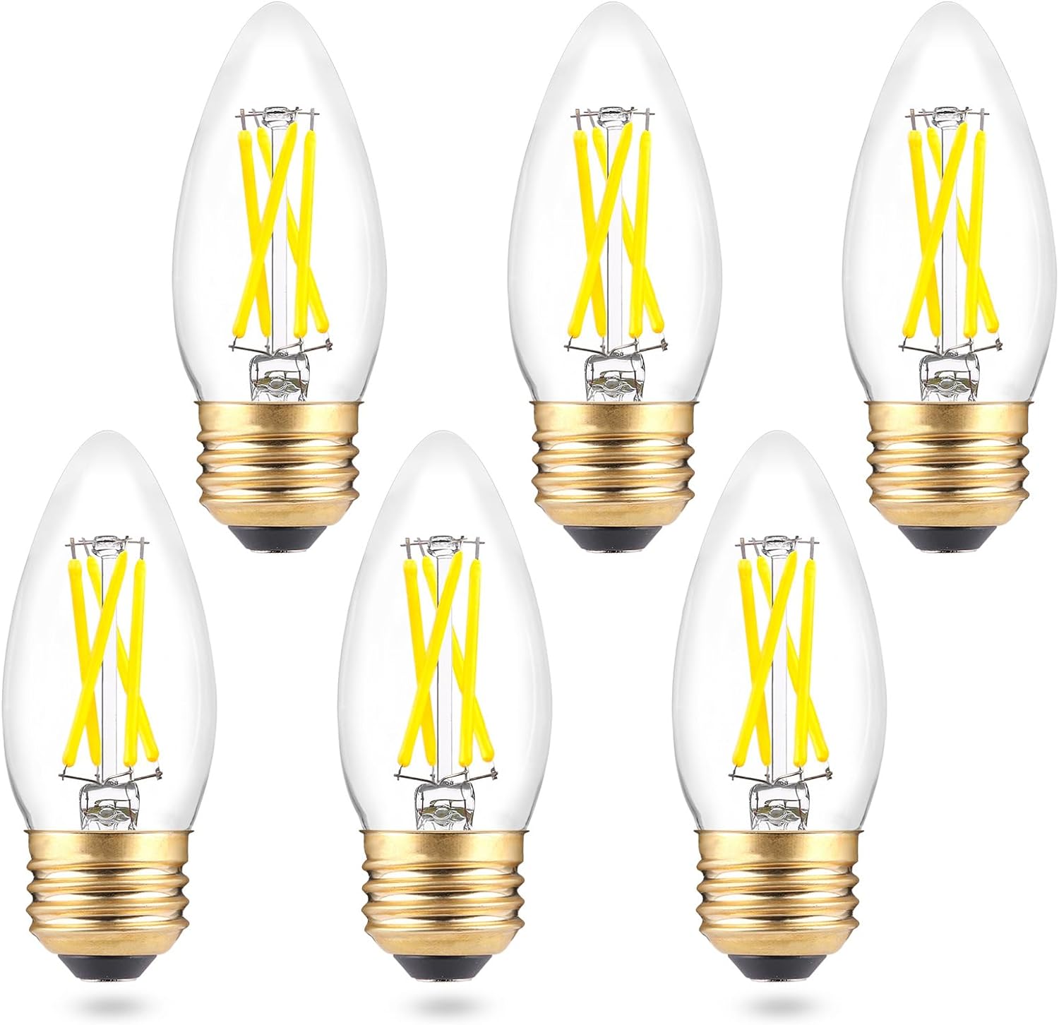 UKLL-Dimmable LED Candelabra Light Bulbs 40W Equivalent E26 Base, 4W B11 LED Chandelier Candle ...