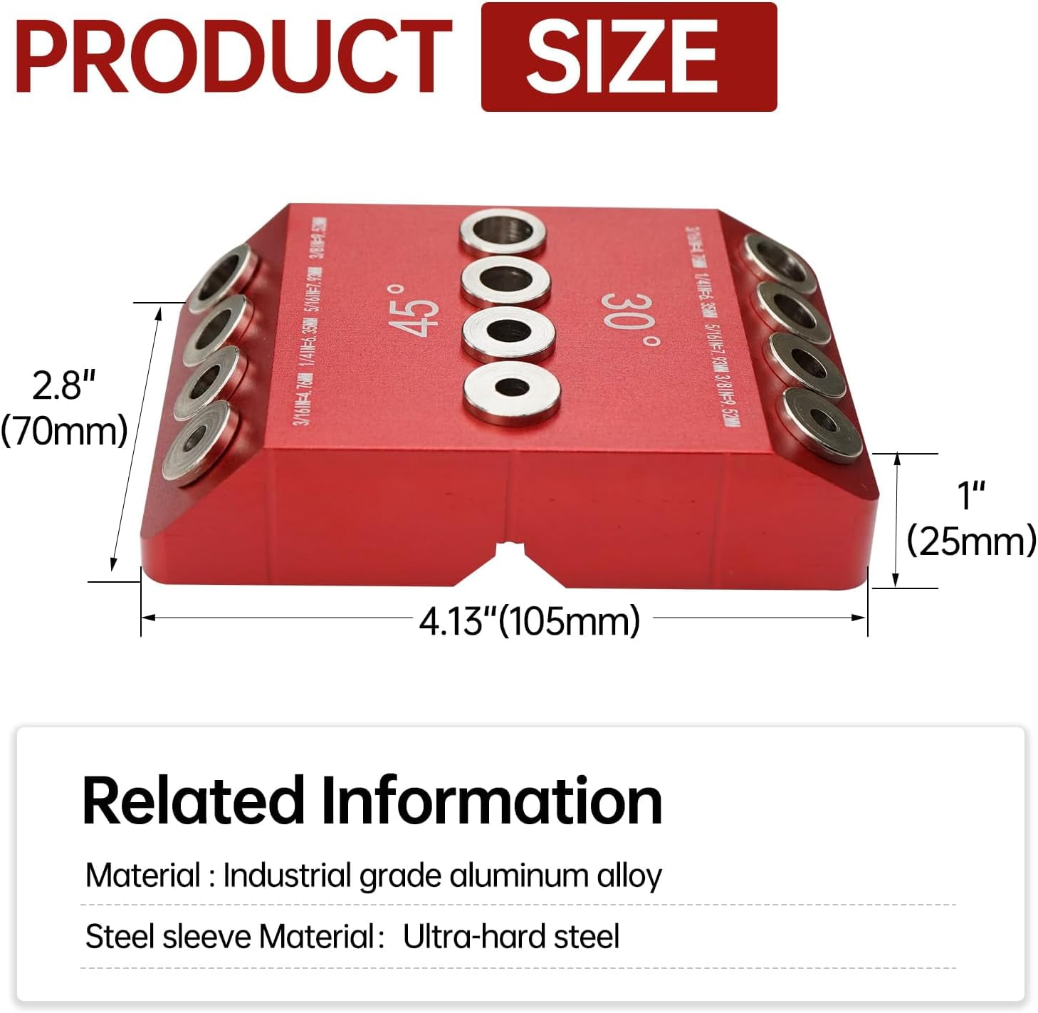 UKLL-Drill Guide Jig 30 45 90 Degree Portable for Drilling Angled and ...