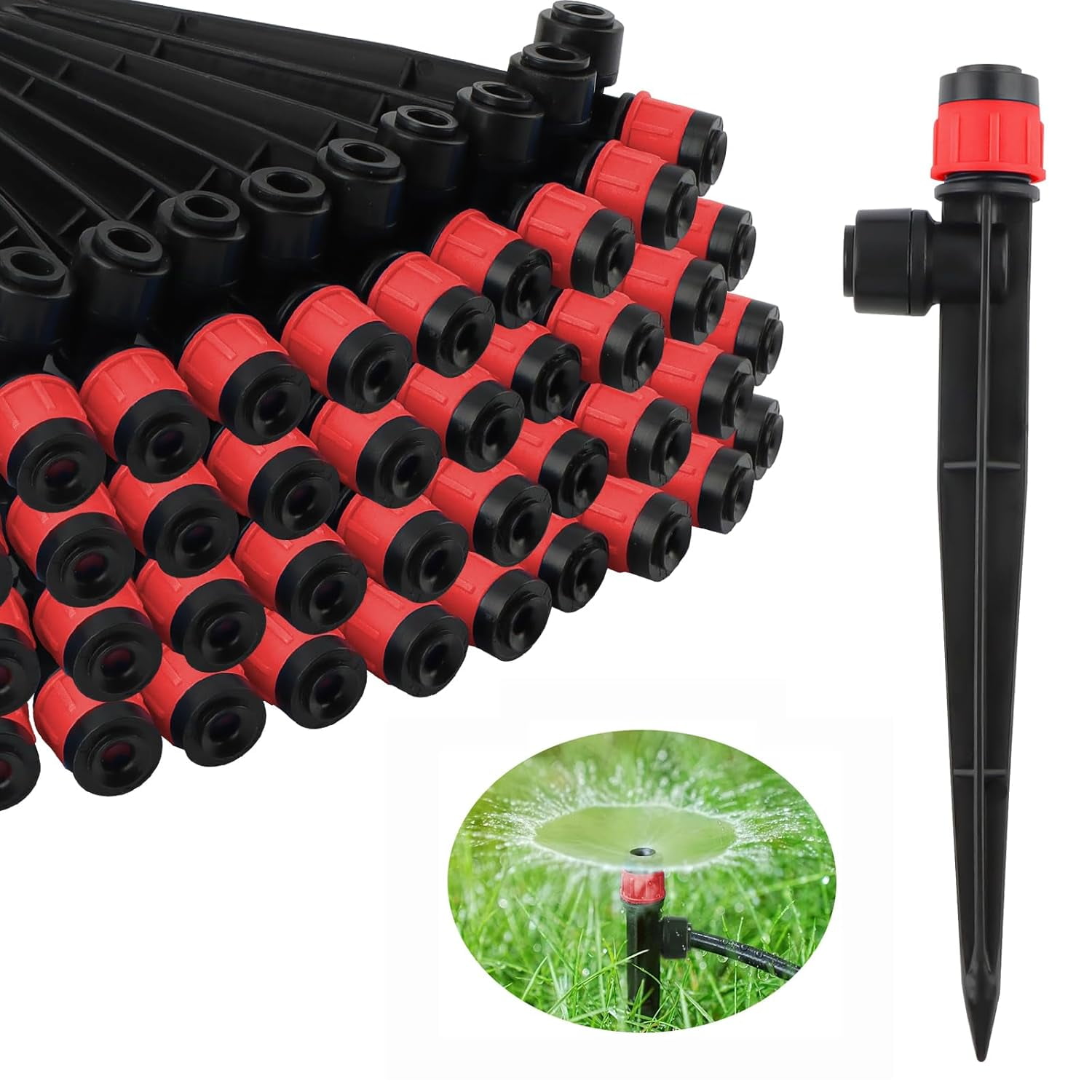 UKLL-Drip Irrigation Emitters, 50PCS Adjustable 360 Degree Water Flow ...