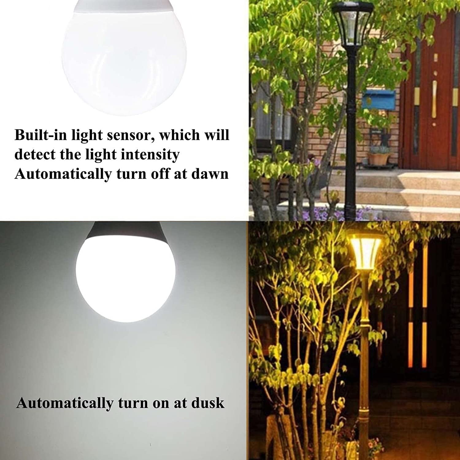 UKLL-Dusk to Dawn Light Bulbs Auto On/Off 40 Watt Equivalent Smart ...