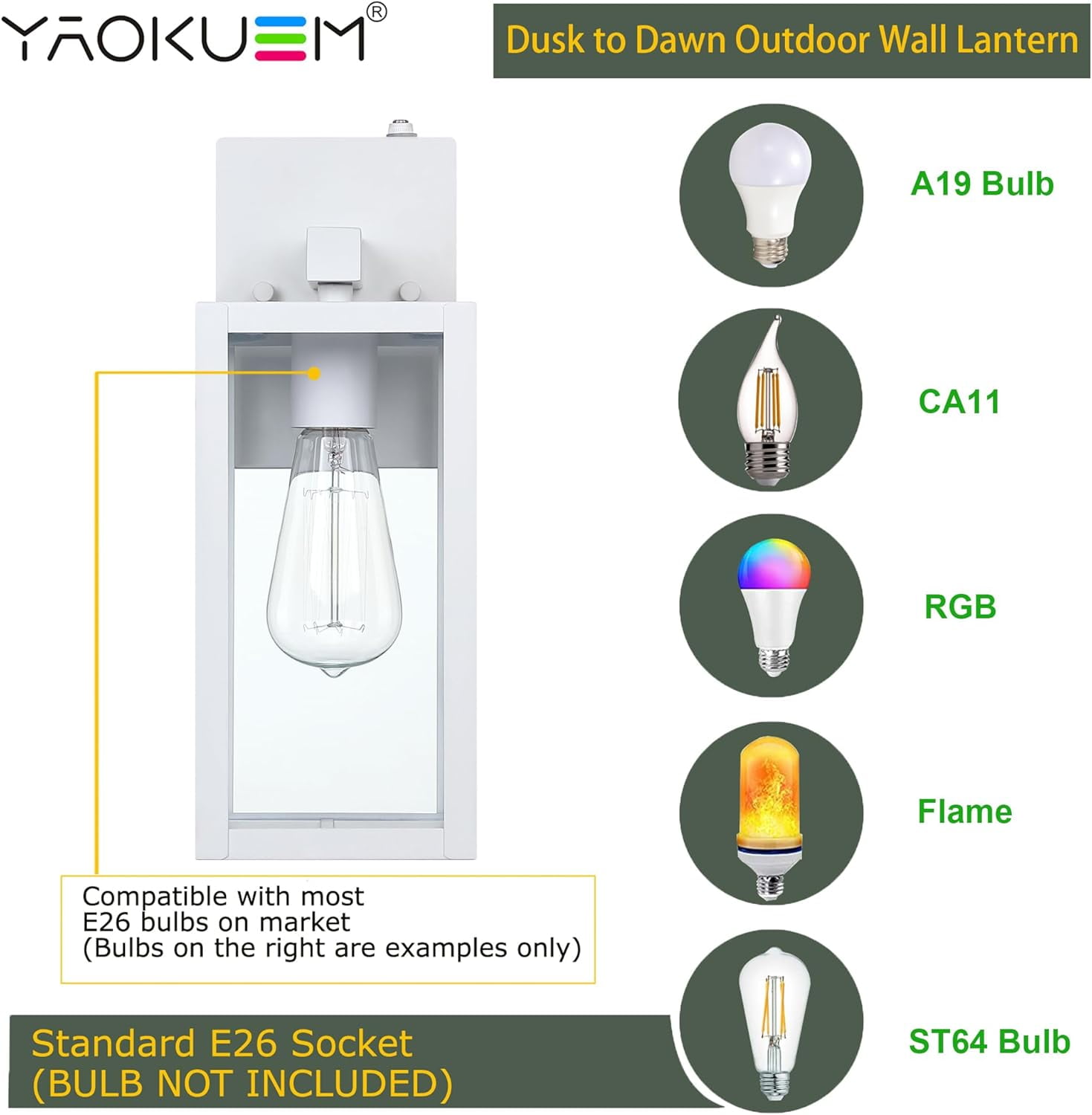 UKLL-Dusk to Dawn Outdoor Wall Lantern, Photocell Sensor Wall Sconce as ...