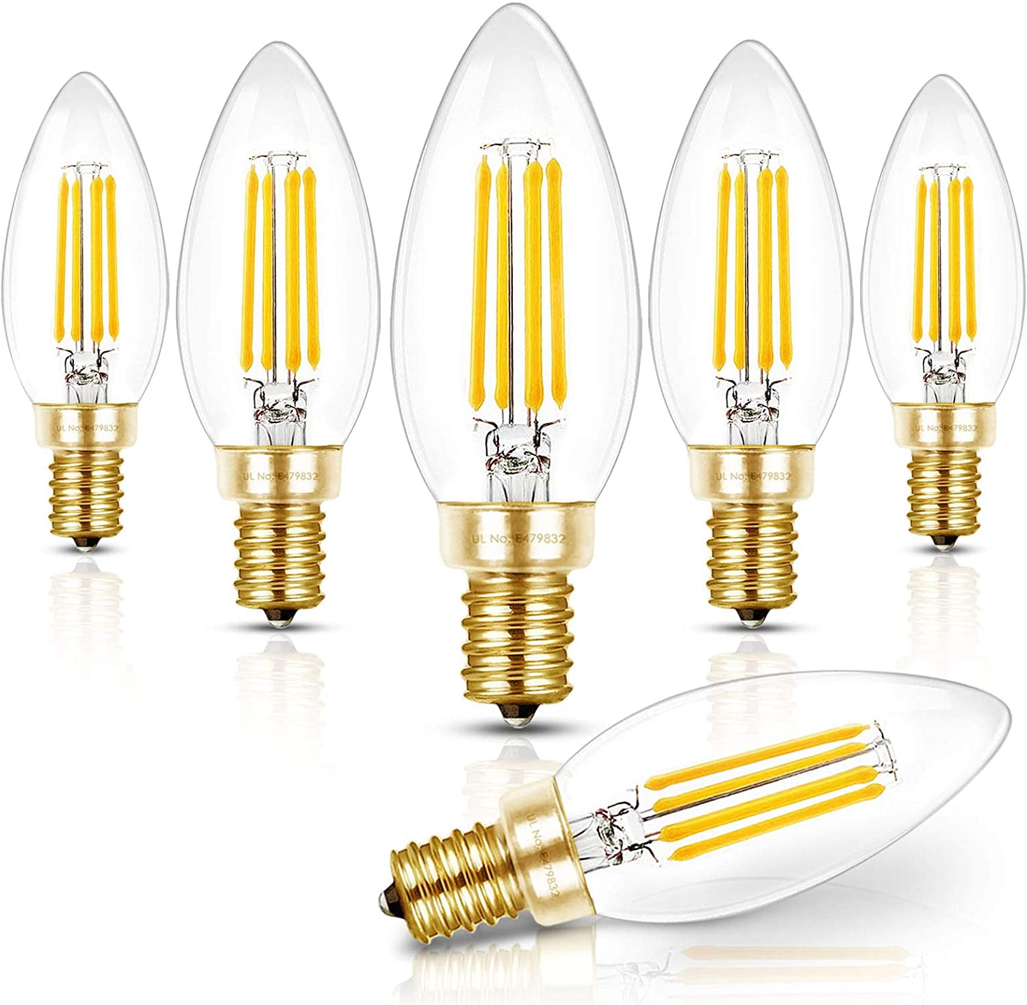 UKLL-E12 LED Bulb Dimmable 40W Equivalent, Candelabra Light Bulbs 90 ...