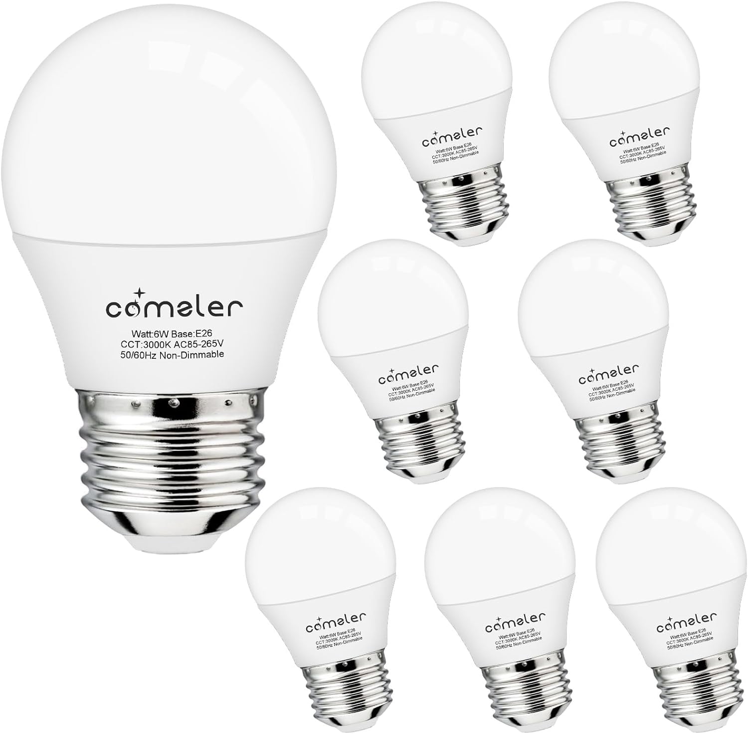 UKLL-E26 Base 8 Pack LED Light Bulbs, 3000K Soft White 60 Watt ...