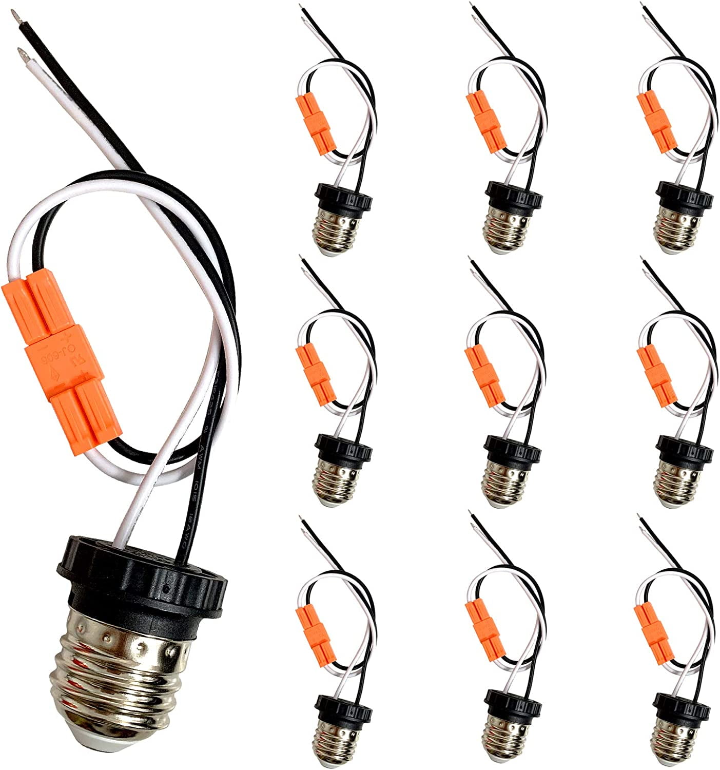 UKLL-E26 Socket Adapter 10 Pack, Medium Base Male Screw in Light Bulb ...