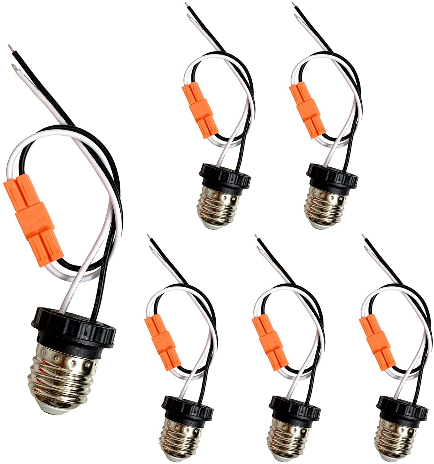 UKLL-E26 Socket Adapter 6 Pack, Medium Base Male Screw in Light Bulb ...