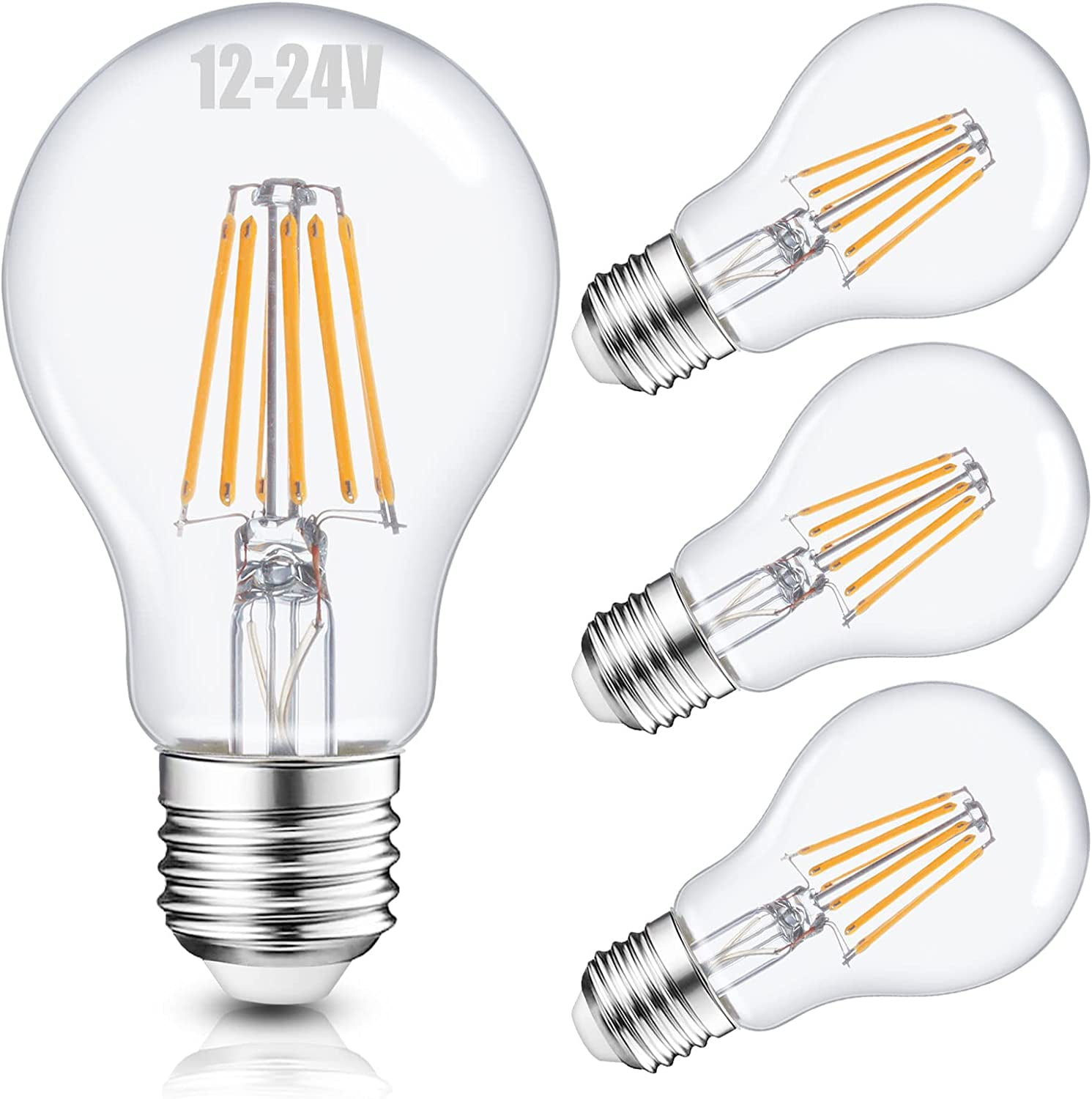 UKLL-Efficient 12V LED Bulb 6W 600Lm - E26/E27 Base - 12-24V AC/DC - 4 ...