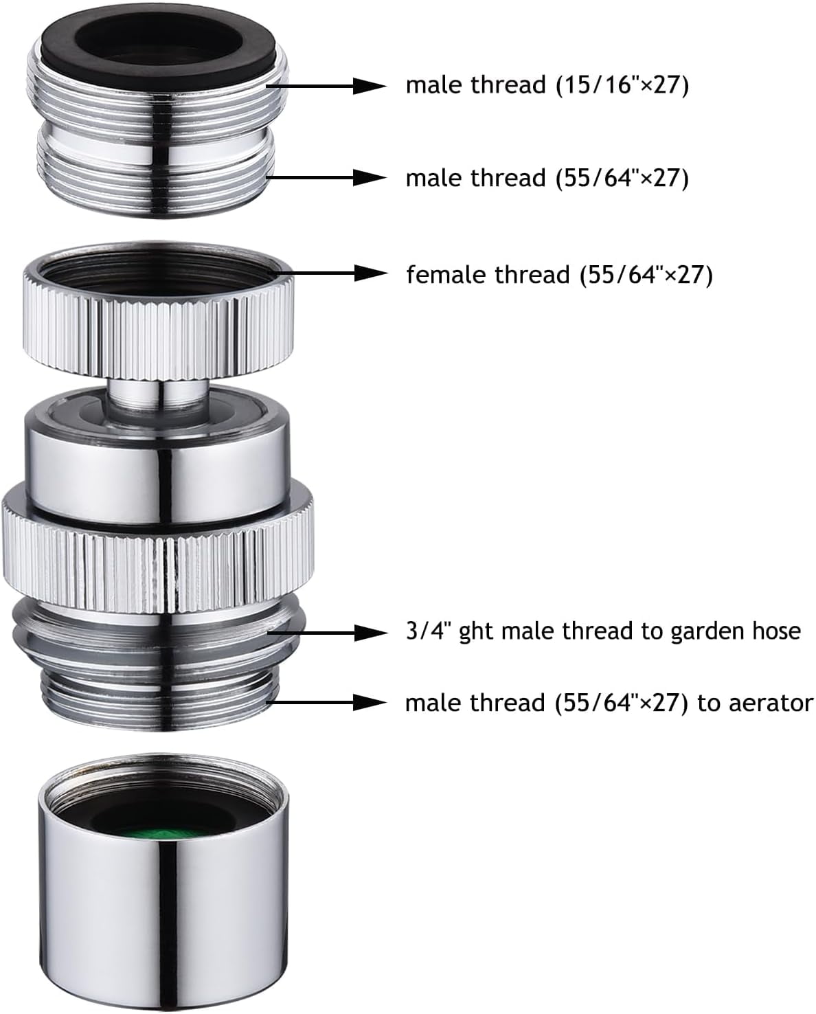 UKLL-Faucet Adapter with Aerator, Sink Faucet to Garden Hose Adapter ...