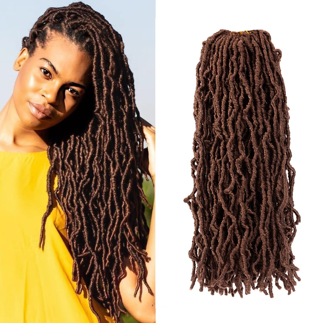 UKLL-Faux Locs Crochet Hair 18 Inch Soft Locs Crochet Hair 7 Packs ...