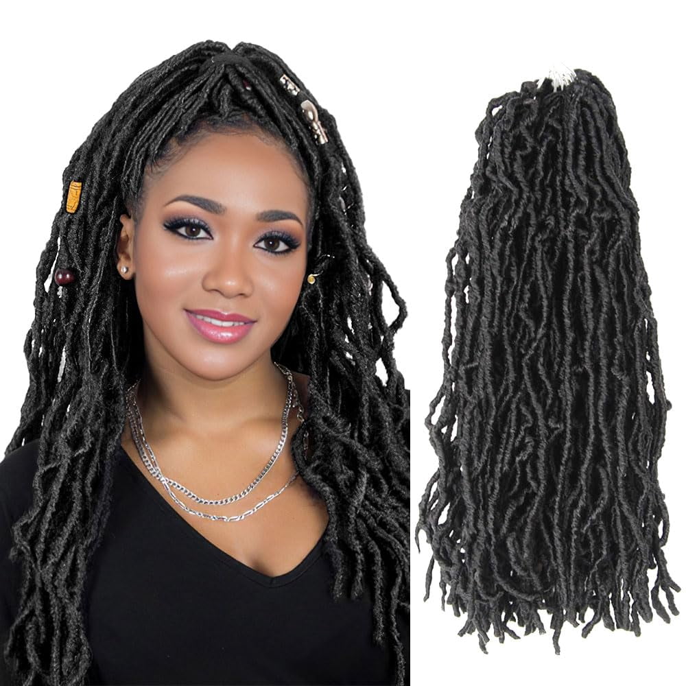 UKLL-Faux Locs Crochet Hair 18 Inch Soft locs, 6 Packs Short Crochet ...