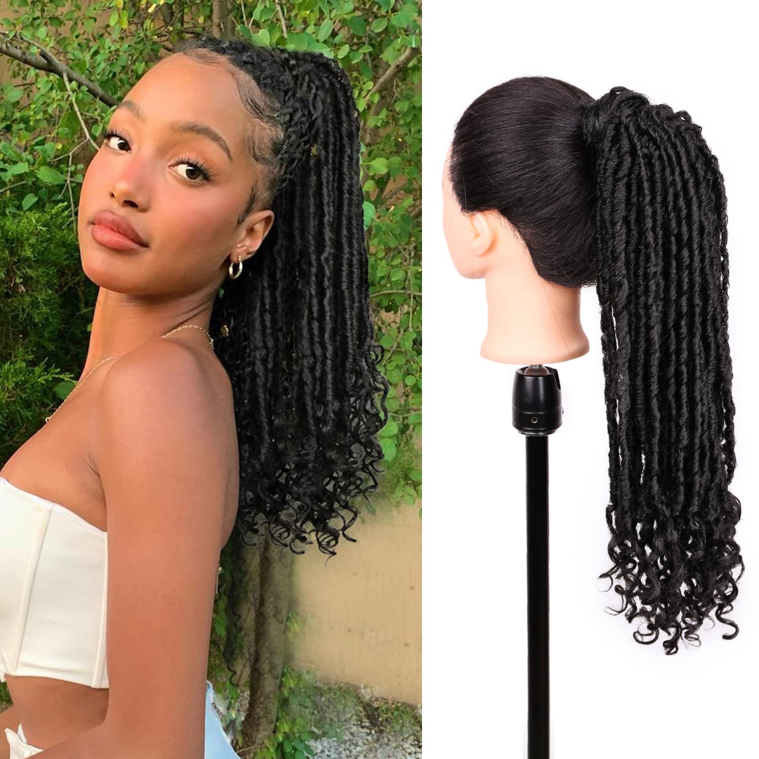 UKLL-Faux Locs Ponytail Hair for Black Women Twisted Black Ponytails ...