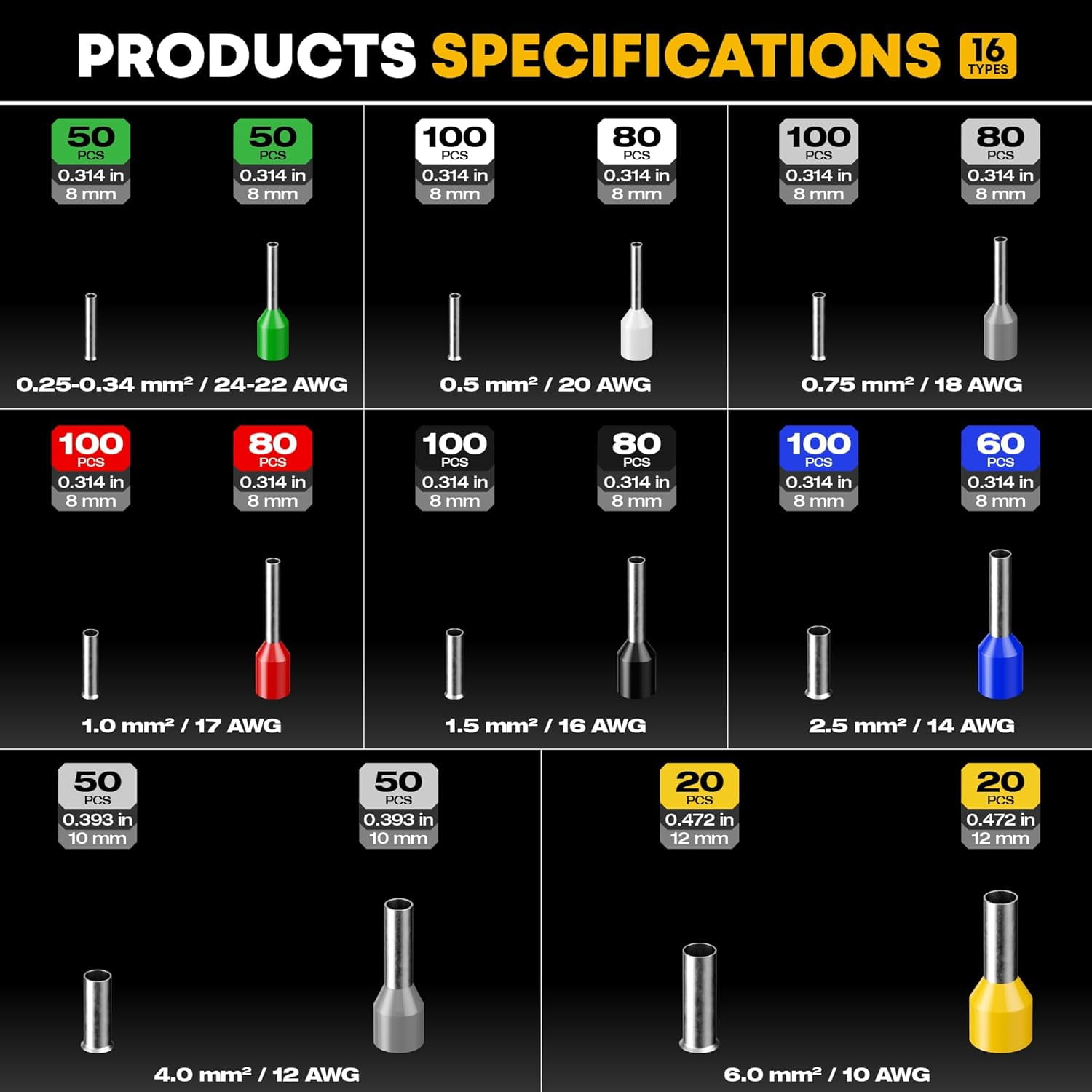 UKLL-Ferrule Crimping Tool Kit, Hexagon Ferrule Crimper,Ratchet Pliers ...