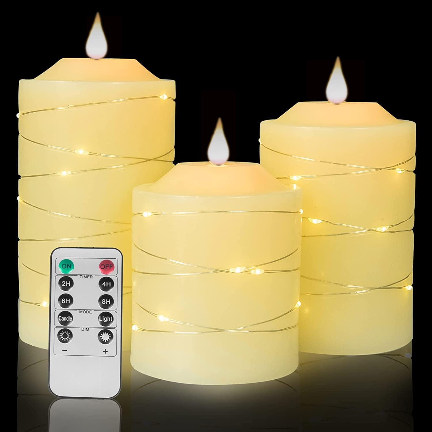 UKLL-Flameless Battery Operated LED Candles: with Embedded String ...