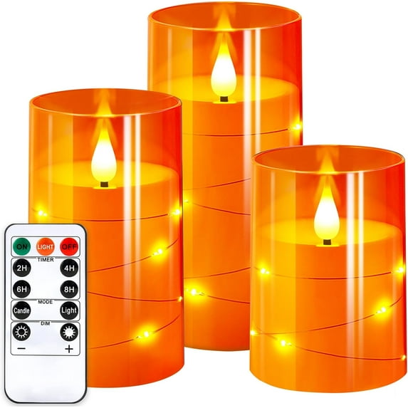 UKLL-Flameless Candles with Remote Timers: Built-in Star String Lights ...