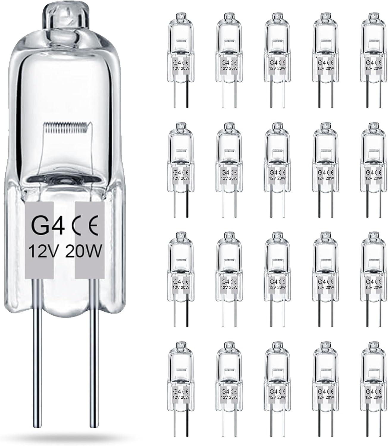 UKLL-G4 Bulb, Halogen Light Bulbs 2 Pin 12V 20W T3 Bi-Pin G4 Base, G4 ...