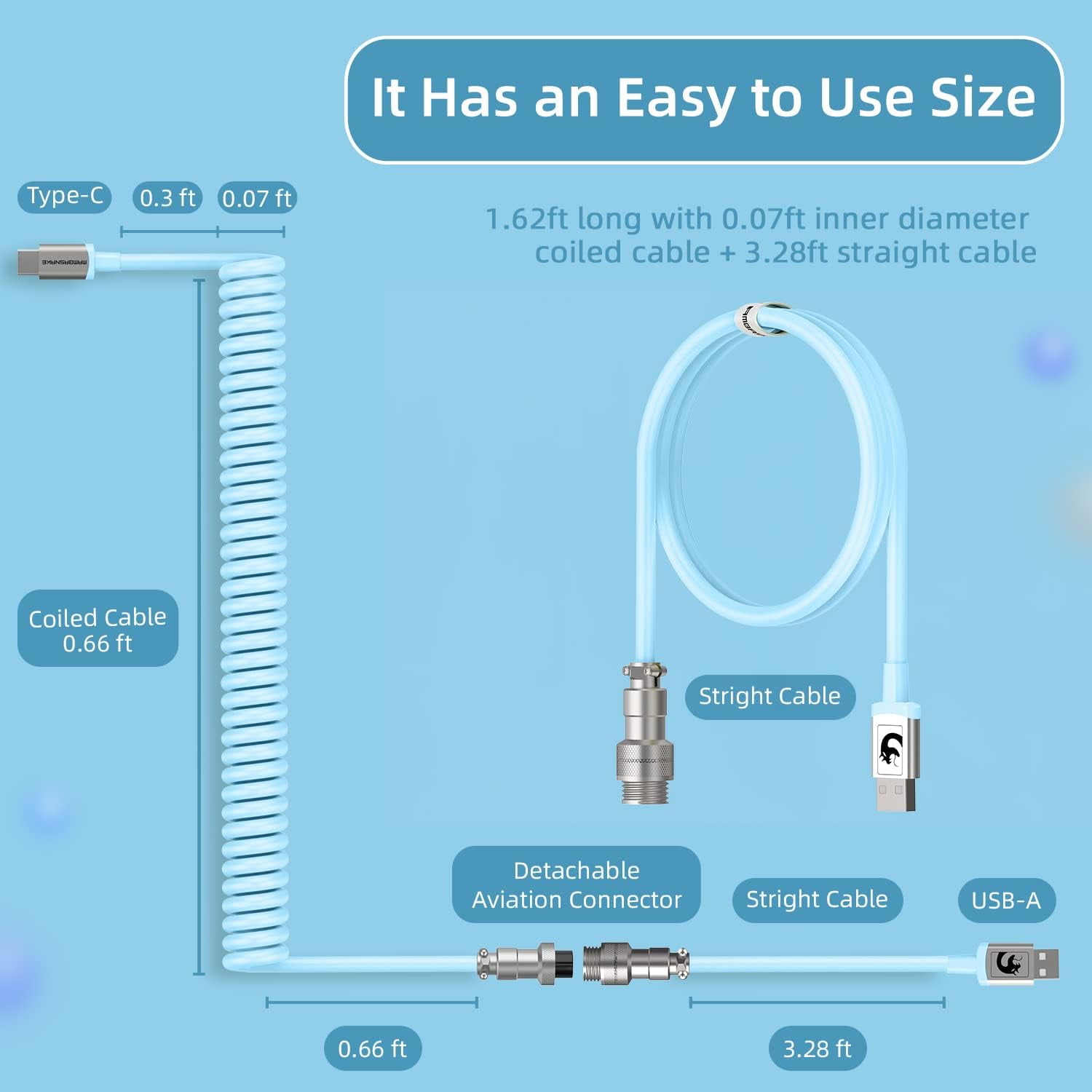 UKLL-Gaming Keyboard Cable, USB-Type C Dual Sleeve Stable Connection ...