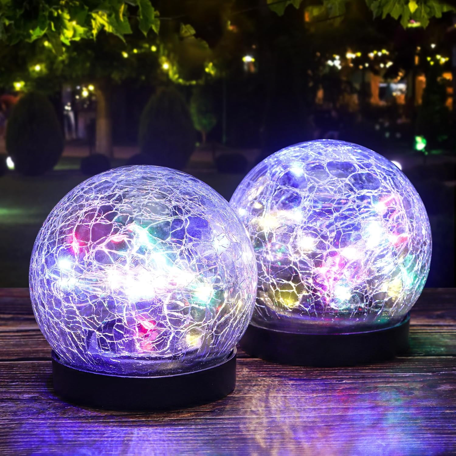 UKLL-Garden Solar Lights, Outdoor Waterproof Cracked Glass Globe Solar ...