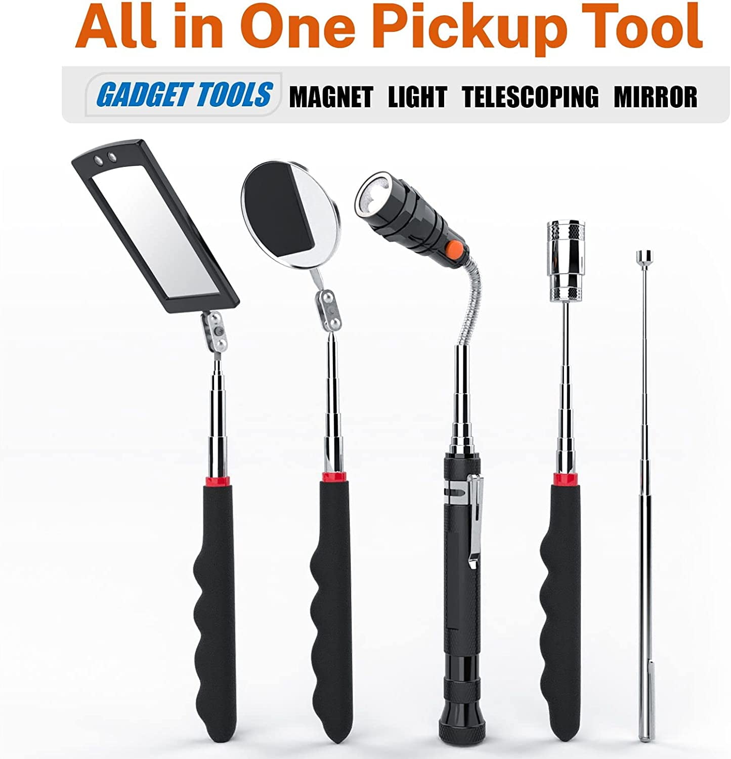UKLL-Gifts for Him, Telescoping Magnetic Pickup Tool Set with 1 & 15 lb ...