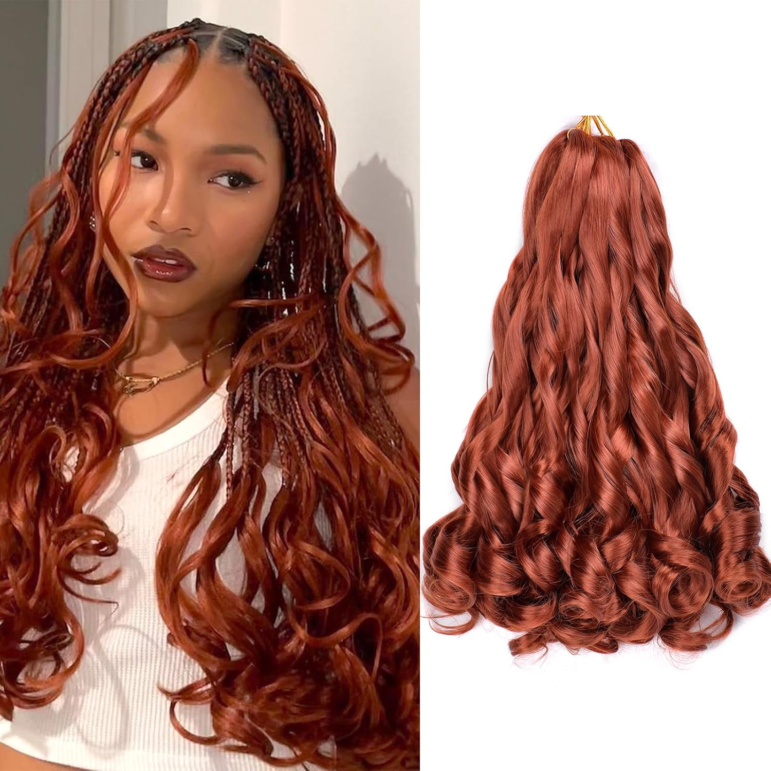 UKLL-Ginger Curly Braiding Hair 16 Inch 8 Packs Box Braids Crochet Hair ...