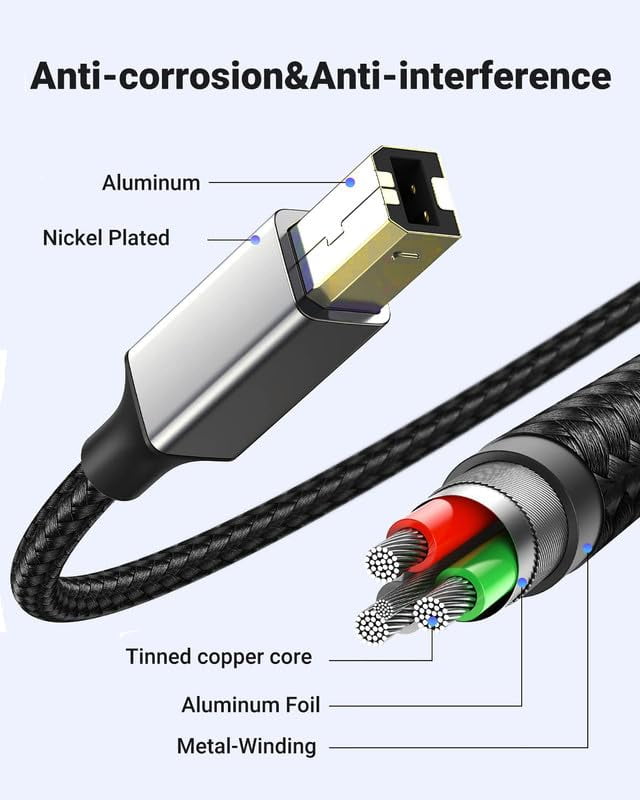 UKLL-HP Printer Cable 3 Feet, USB C to B Scanner Cord to Laptop ...