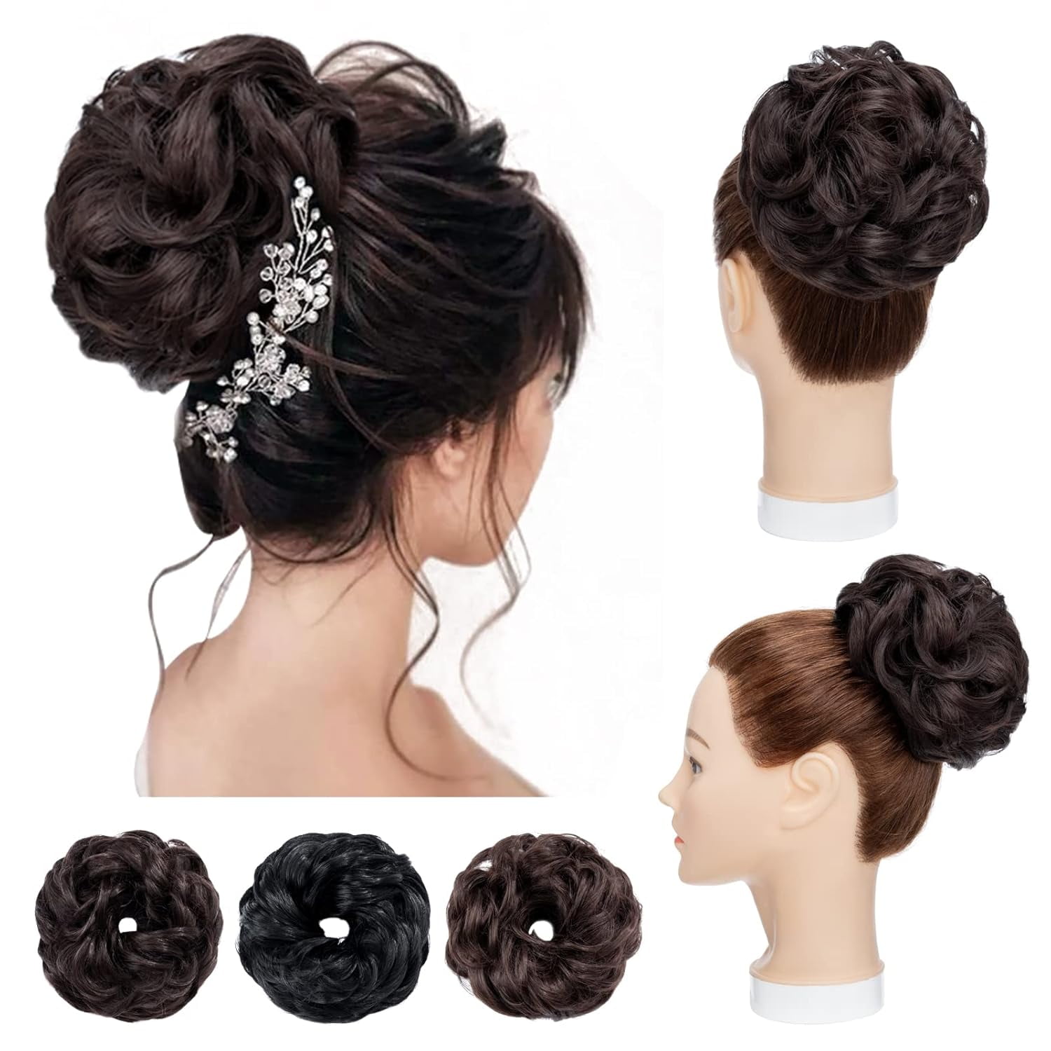 UKLL-Hair Bun Hair Piece For Women Messy Bun Fluffy Tousled Updo ...