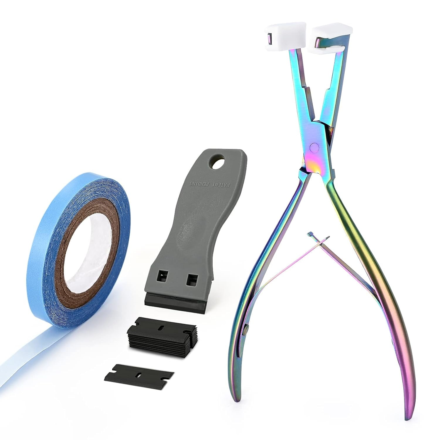 UKLL-Hair Extensions Tools Kit Tape in Hair Extensions Pliers Flat Surface Hair Sealing Pliers ...